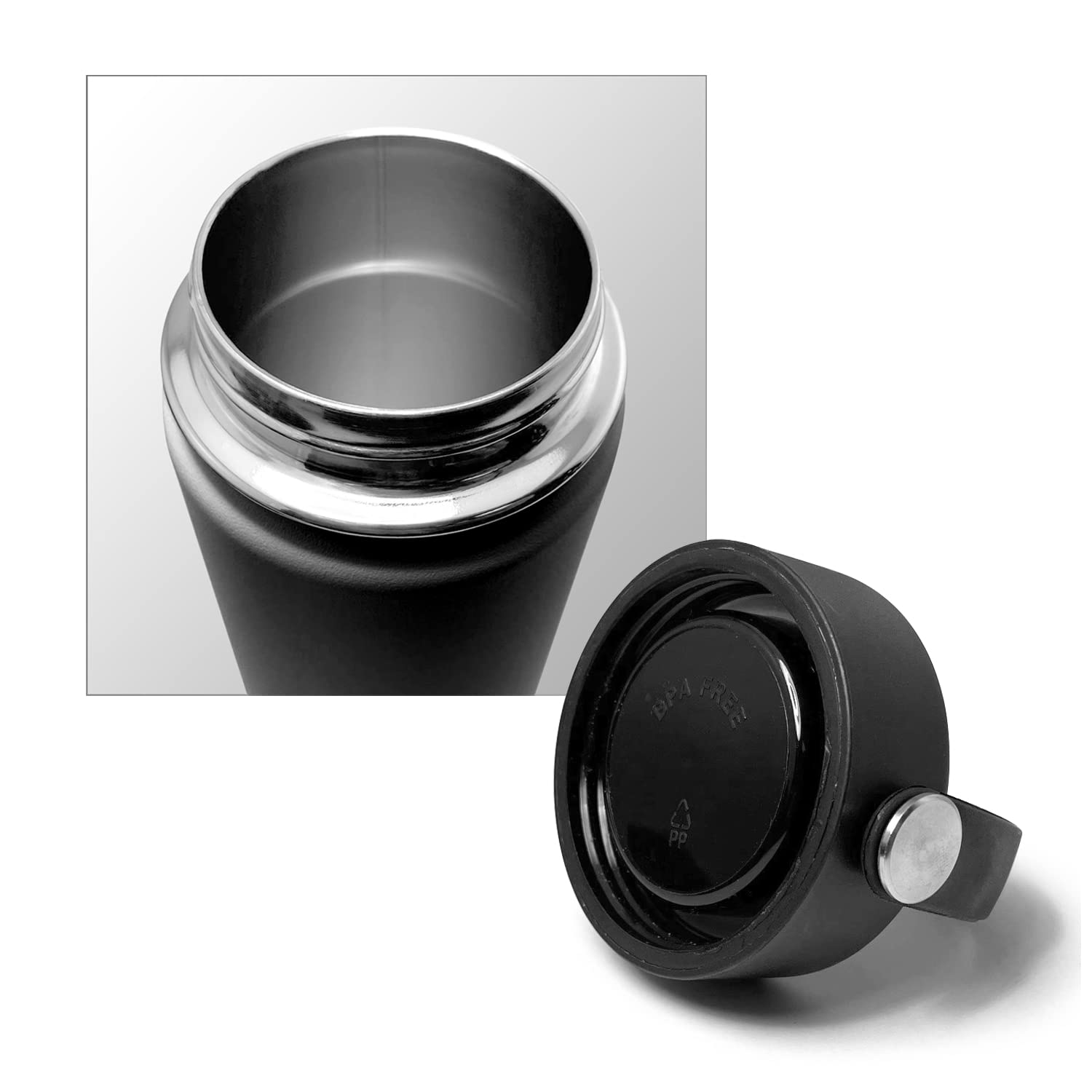 iPick Image for Ford Focus ST Laser Etched 18 oz Dual-Wall Insulated Black Stainless Steel Water Bottle Travel Tumbler Mug