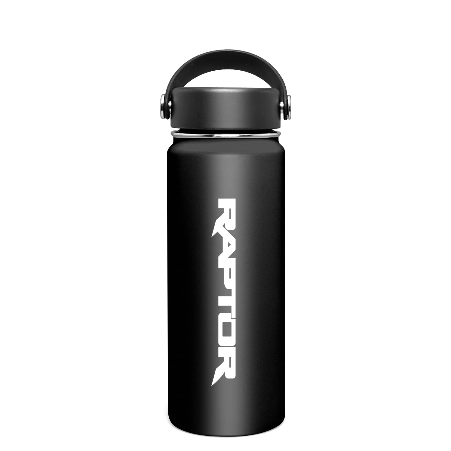 iPick Image for Ford F-150 Raptor Laser Etched 18 oz Dual-Wall Insulated Black Stainless Steel Water Bottle Travel Tumbler Mug