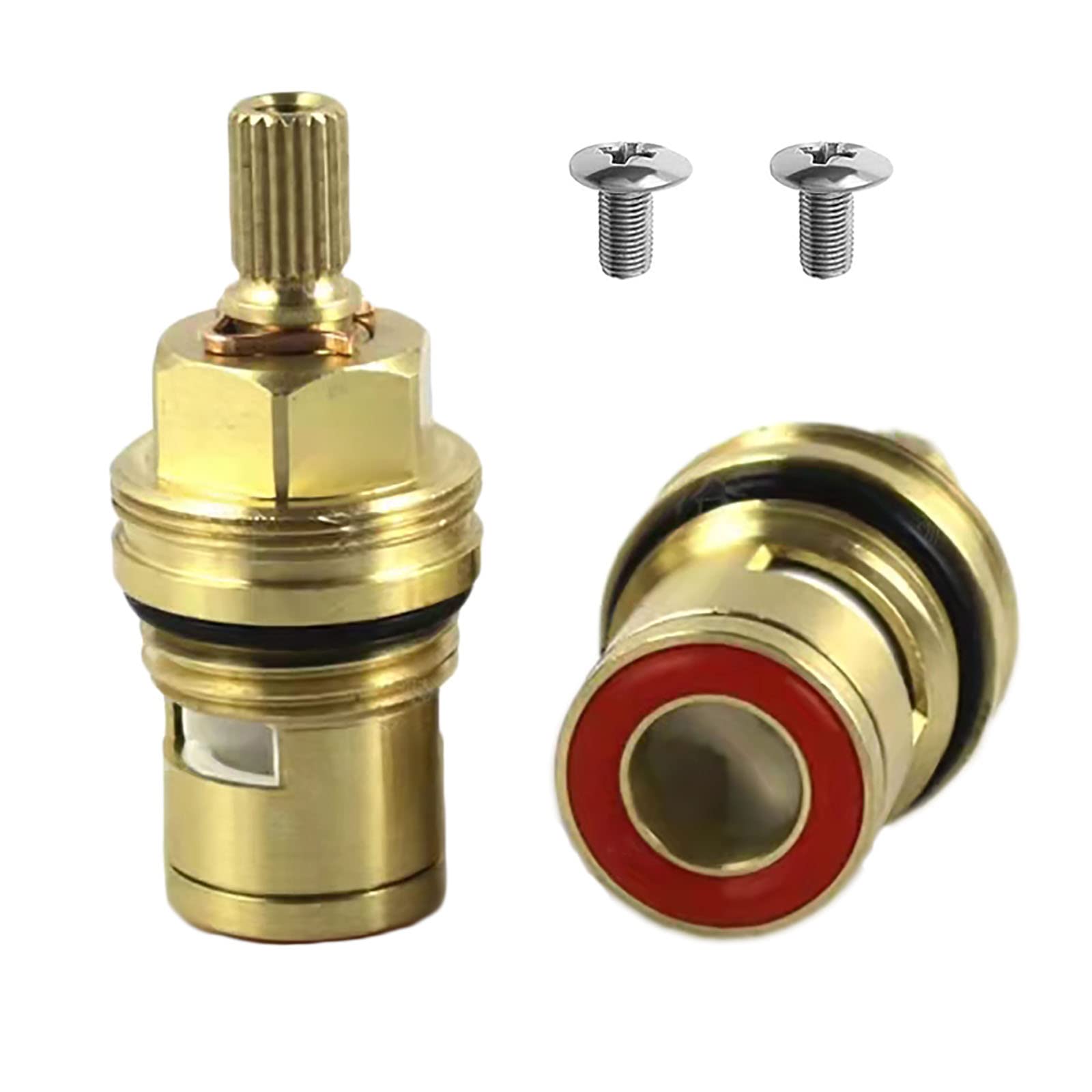 Faucet Valves, Brass Ceramic Stem Disc Cartridge Replacement Quarter Turn 1/2" for Bathroom Kitchen Tap (1 Pair Hot & Cold)