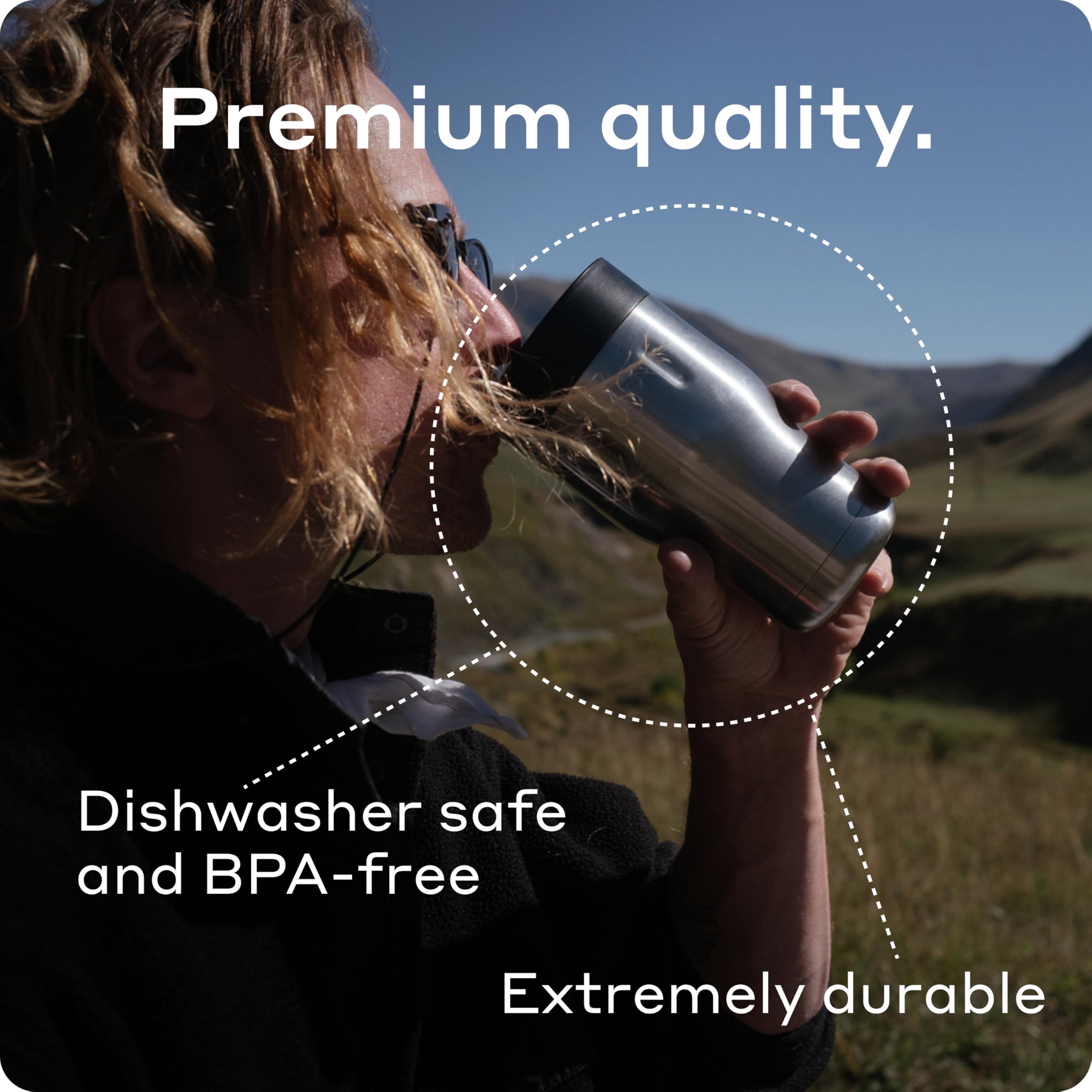 BOBBER - 12 OZ Vacuum Insulated Stainless Steel Portable Travel Coffee Mug With 100% Leakproof Locked Lid (Matte)