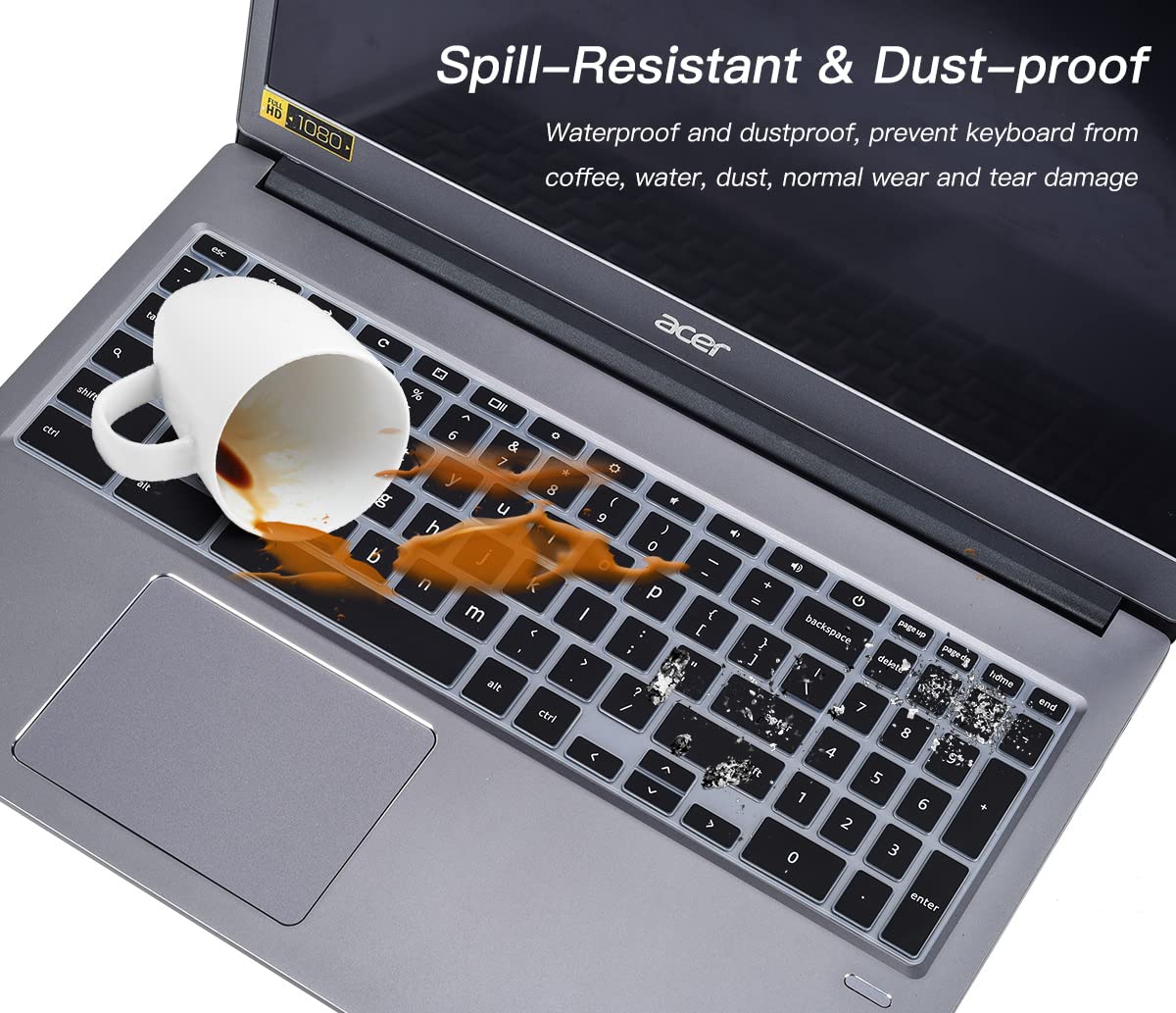 Keyboard Cover for Acer Chromebook 315 CB315 15.6 & Chromebook 715 CB715 15.6 inch with Numeric Keypad, Acer Chromebook 17.3" 317 CB317 Skin Protector, Black
