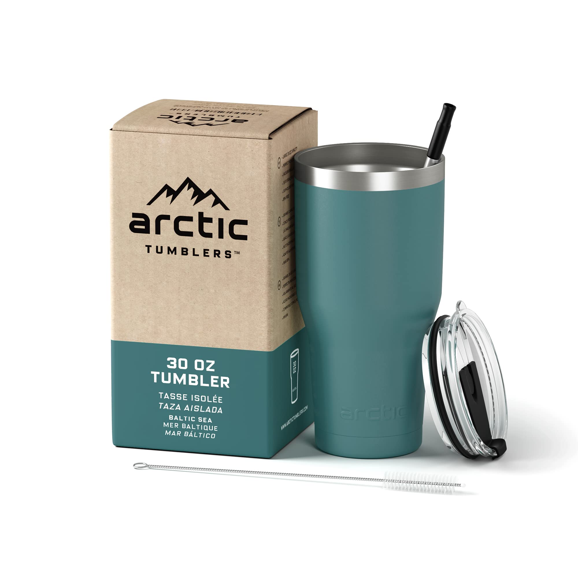 Arctic Tumblers | 30 oz Baltic Sea Insulated Tumbler with Straw & Cleaner - Retains Temperature up to 24hrs - Non-Spill Splash Proof Lid, Double Wall Vacuum Technology, BPA Free & Built to Last