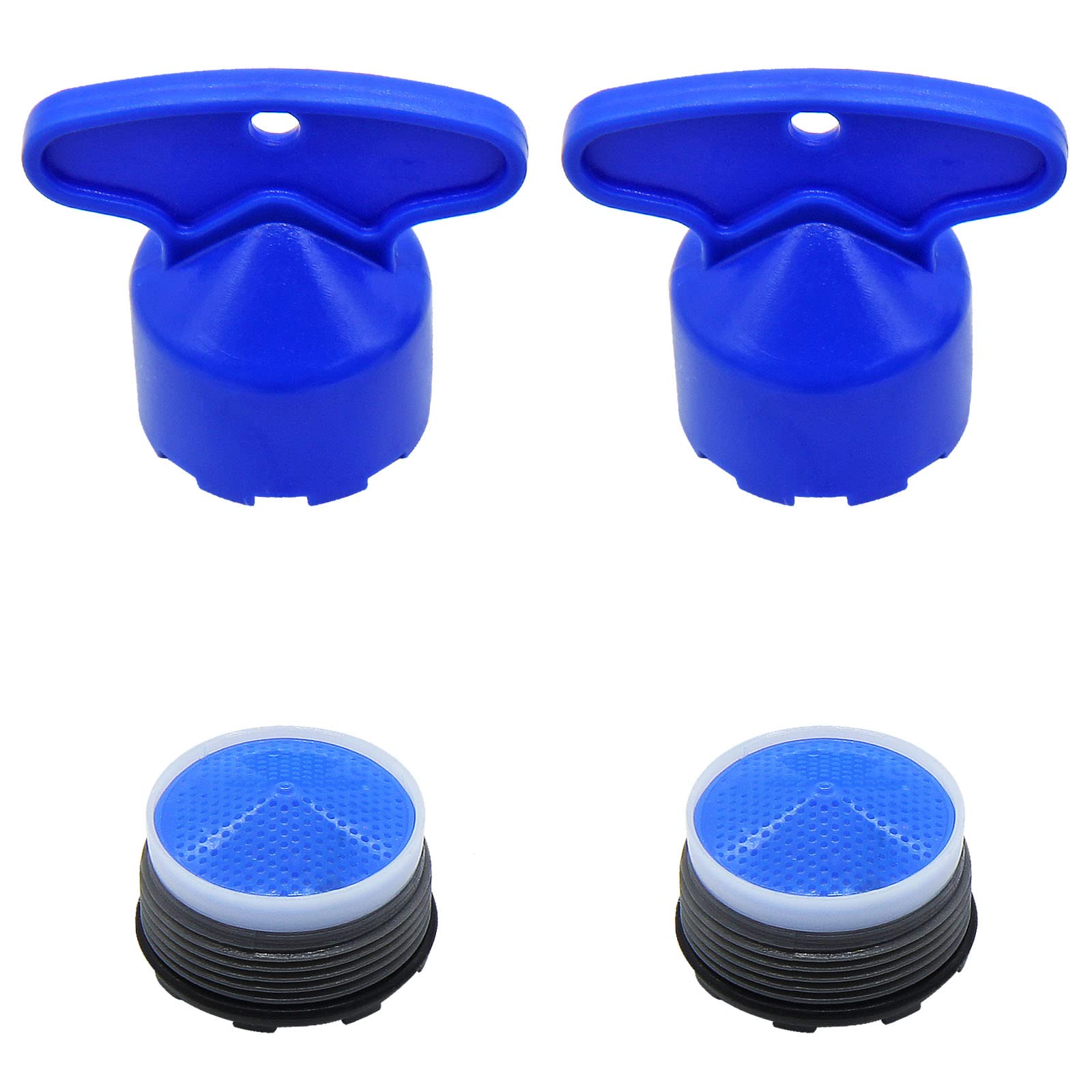 Jersvimc 4Pcs(2 Set) M21.5 Cache Faucet Aerator with Key Removal Wrench Tool, Bathroom Water Faucet Aerator Adapter Replacement Parts Water Flow Restrictor for Faucet Kitchen