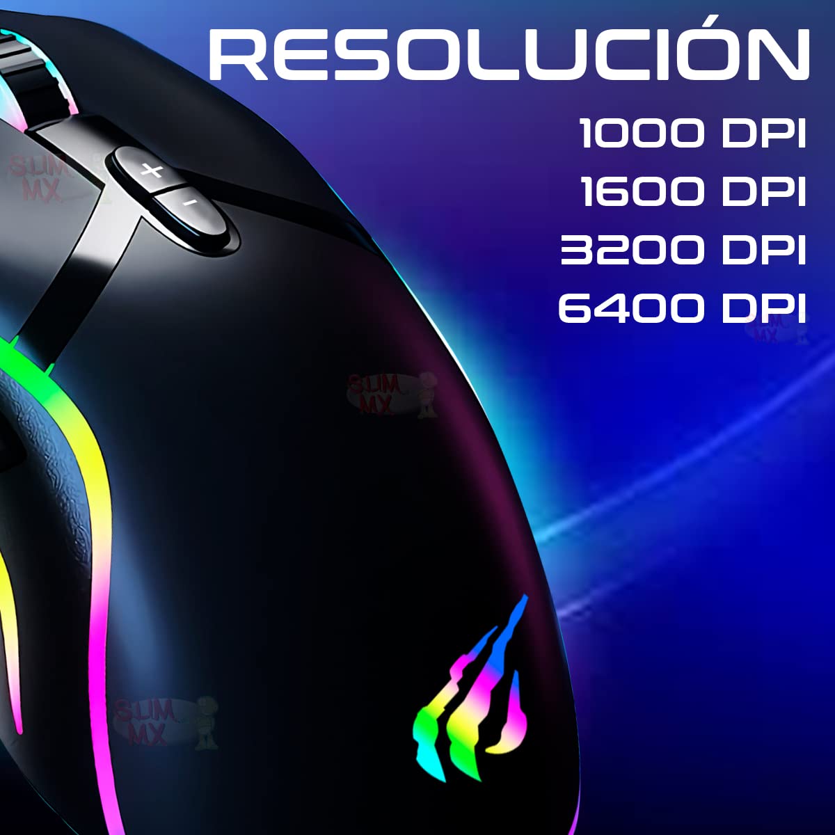 Slim Company Mouse Gamer USB Wired 7 Buttons 6400dpi Havit Ms1026 RGB
