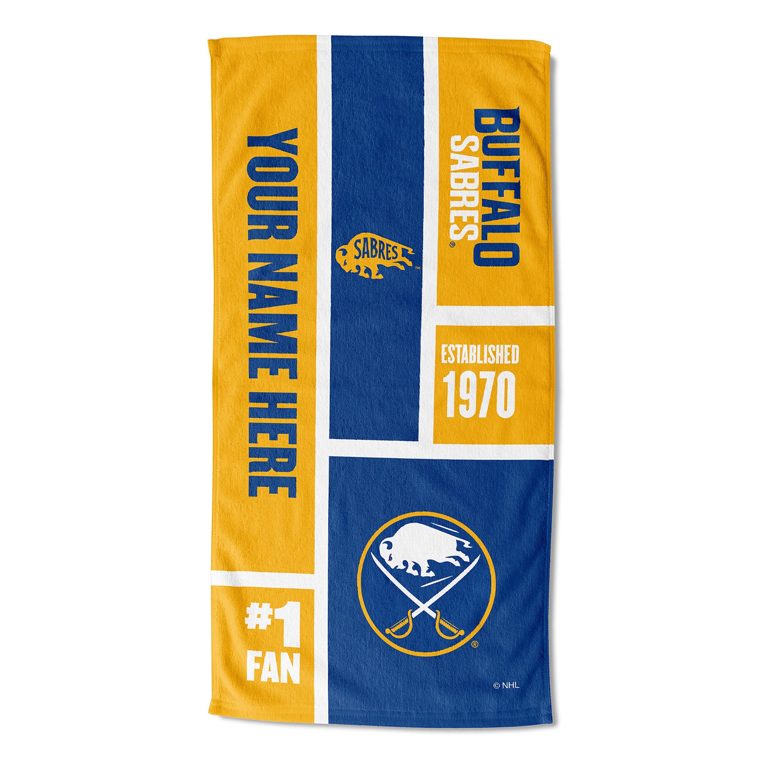 Northwest NHL Buffalo Sabres Personalized Beach Towel, 30" x 60", Colorblock
