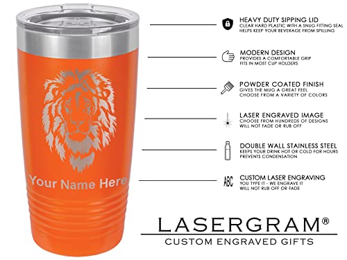 LaserGram 20oz Vacuum Insulated Tumbler Mug, Soccer Coach, Personalized Engraving Included (Orange)
