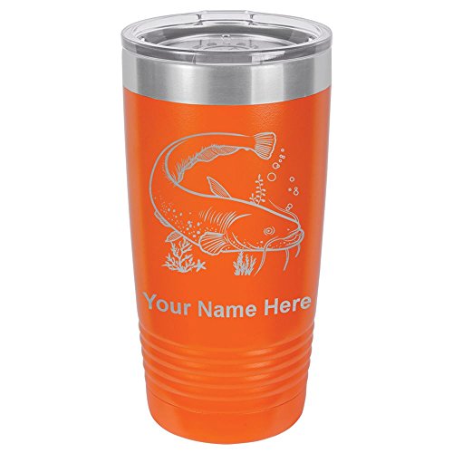 LaserGram 20oz Vacuum Insulated Tumbler Mug, Catfish, Personalized Engraving Included (Orange)