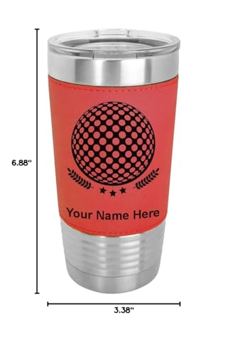 LaserGram 20oz Vacuum Insulated Tumbler Mug, Golf Ball, Personalized Engraving Included (Faux Leather, Red)