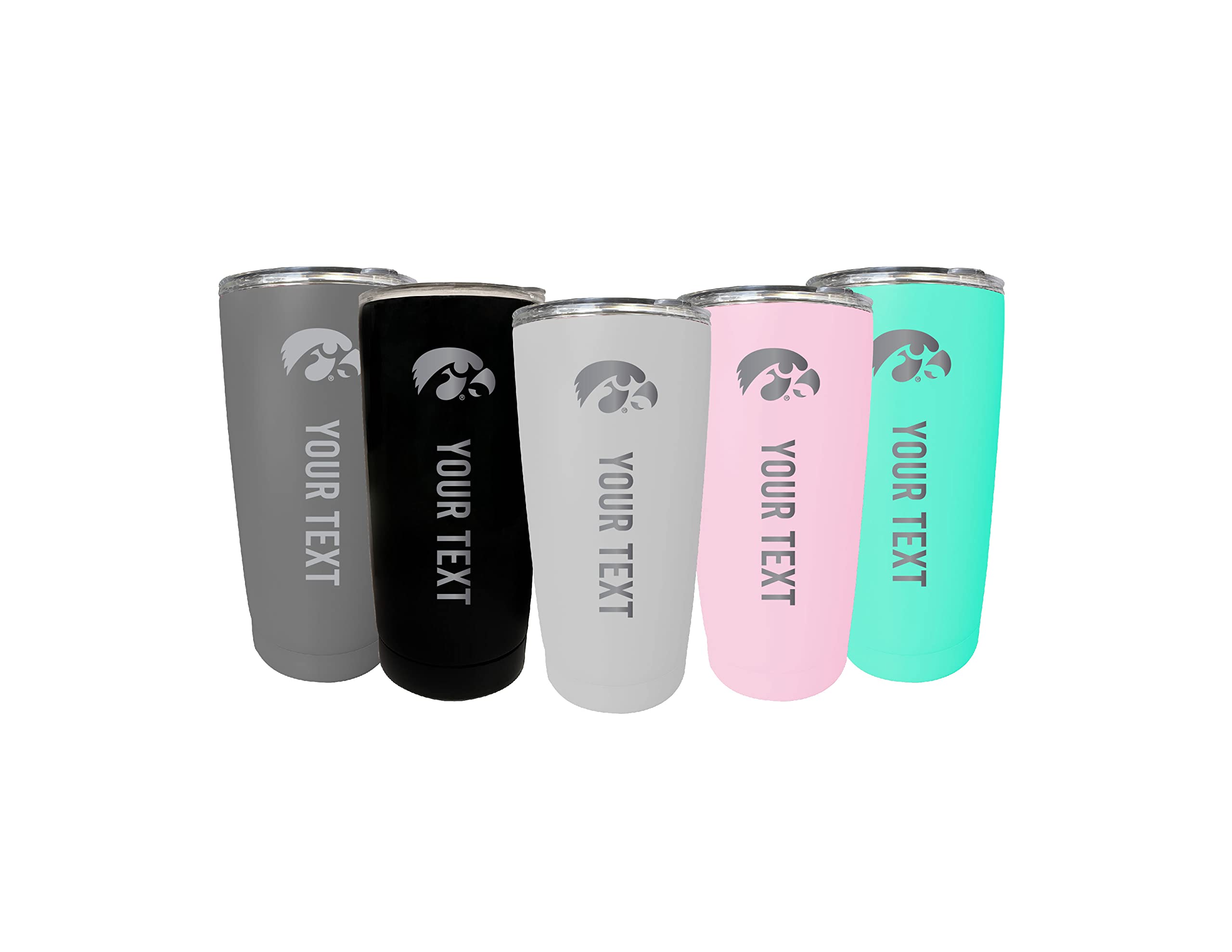 Collegiate Custom Personalized Iowa Hawkeyes 16 oz Etched Insulated Stainless Steel Tumbler with Engraved Name Choice of Color Officially Licensed Collegiate Product