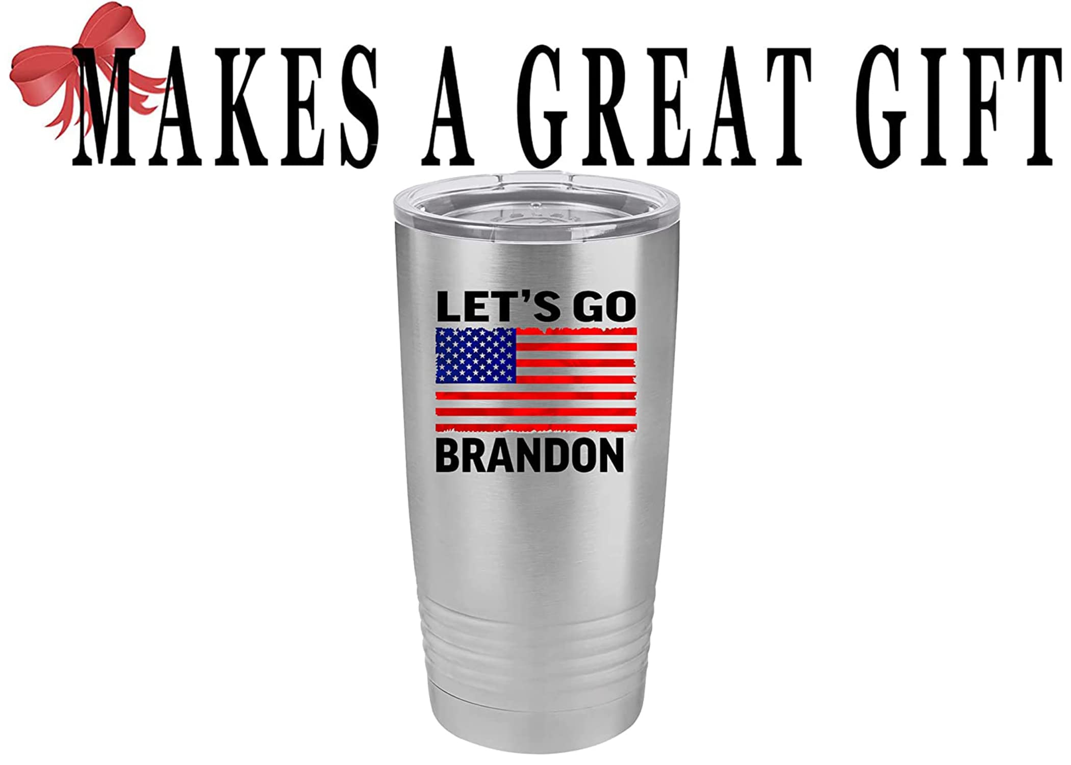 Rogue River Tactical Funny Let's Go Brandon 20 Ounce Large Stainless Steel Travel Tumbler Mug Cup