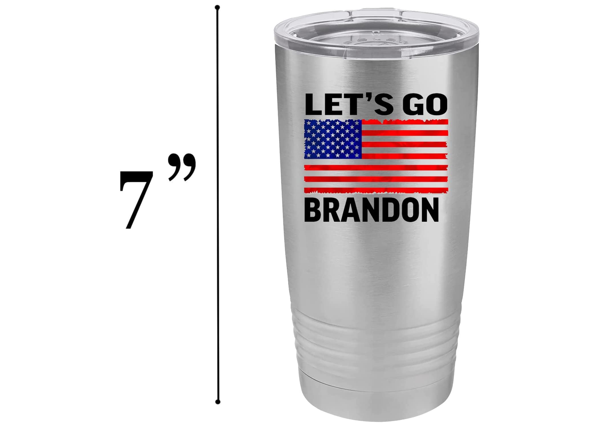 Rogue River Tactical Funny Let's Go Brandon 20 Ounce Large Stainless Steel Travel Tumbler Mug Cup