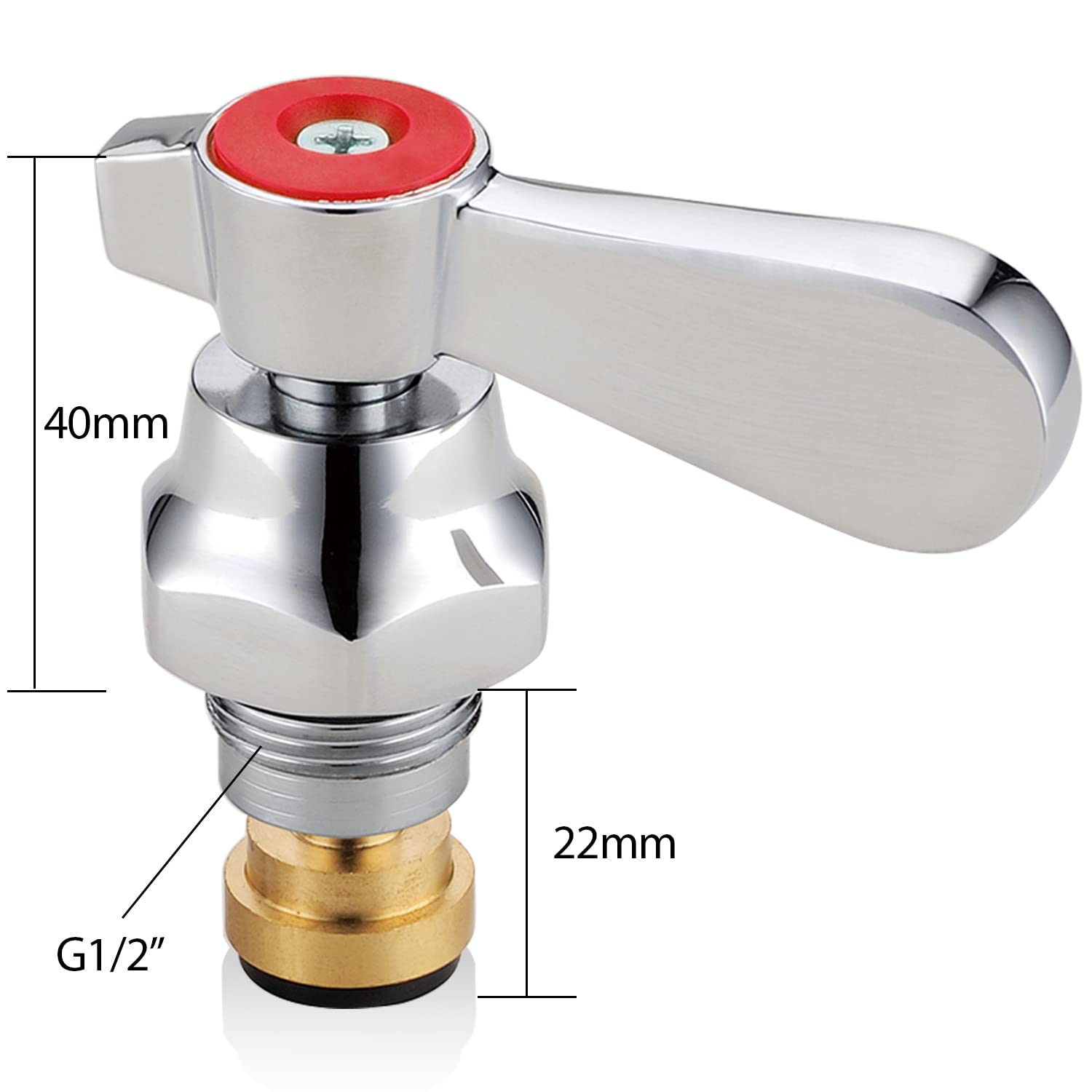 Favorpo Brass Spindle Assembly Valve Replacement Hot Side Handle Stem Assembly Replacement Fits for Commercial Sink Faucet