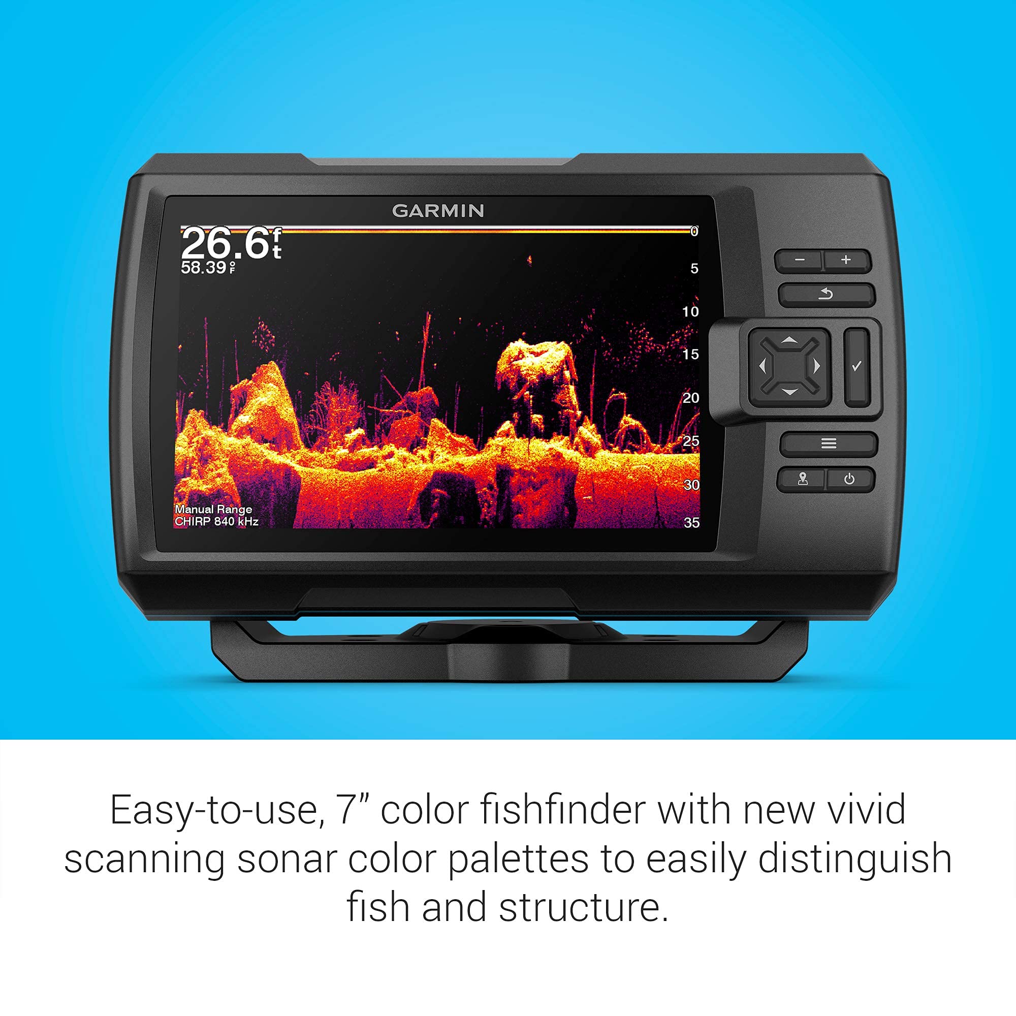Garmin Striker Vivid 7cv, Easy-to-Use 7-inch Color Fishfinder and Sonar Transducer, Vivid Scanning Sonar Color Palettes (010-02552-00) (Renewed)