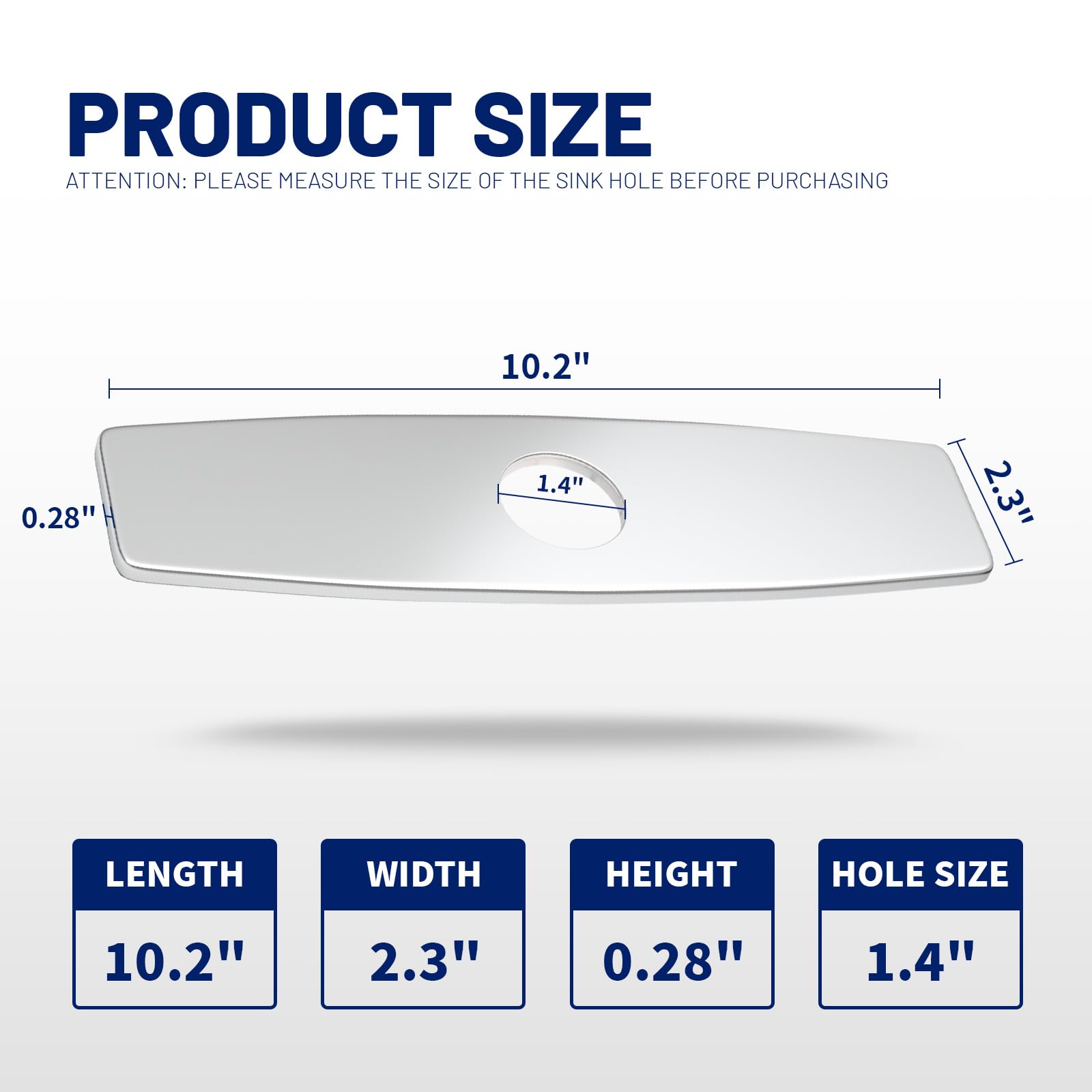 BWE 10 Inch Sink Hole Cover Deck Plate for Chrome Bathroom or Kitchen Sink Faucet 1 or 3 Hole Escutcheons Stainless Steel Vessel Vanity Sink Faucet Oversized Cover Plate Oval