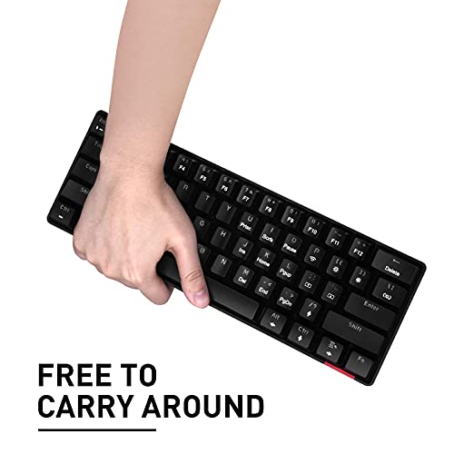 havit Wireless 60percent Mechanical Keyboard 61 Keys Rainbow Backlit Gaming Bluetooth 5.0/Type-C Wired Programmable Computer with Red Switch for Multi-Devices PC Mac Laptop (Black) (Renewed)