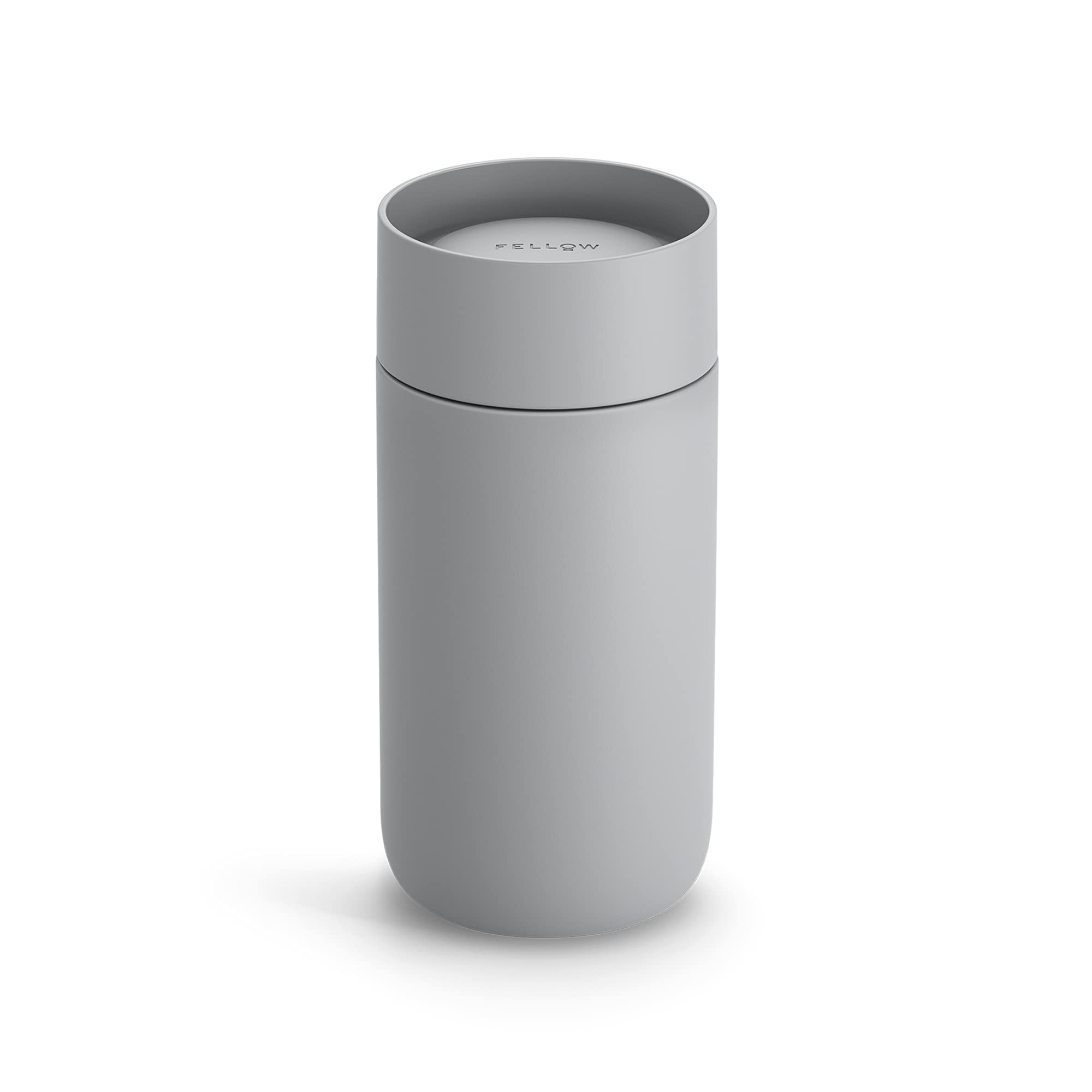 Fellow Carter Move Mug with 360º Sip Lid - Open Top Coffee To-Go Tumbler with Ceramic Interior, Vacuum-Insulated Stainless Steel, Matte Grey, 12 oz Cup