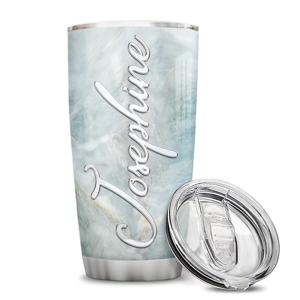 Wassmin Personalized Tumbler Stainless Steel Cup With Lid Custom Name 20oz 30oz Marble Double Wall Vacuumed Insulated Tumblers Travel Coffee Mug Birthday Christmas Gifts For Men Women