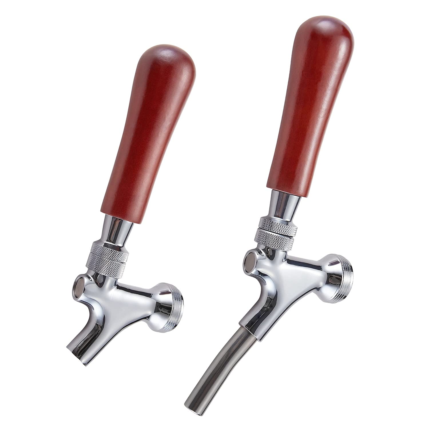 LitKiwi 4Pcs Beer Tap Handle,Premium Wooden Faucet Rustic Brown Classical Style Handle,3/8''-16 Thread for Most Standard American Draft Beer Faucet,Homebrew,Kegerators and Bars