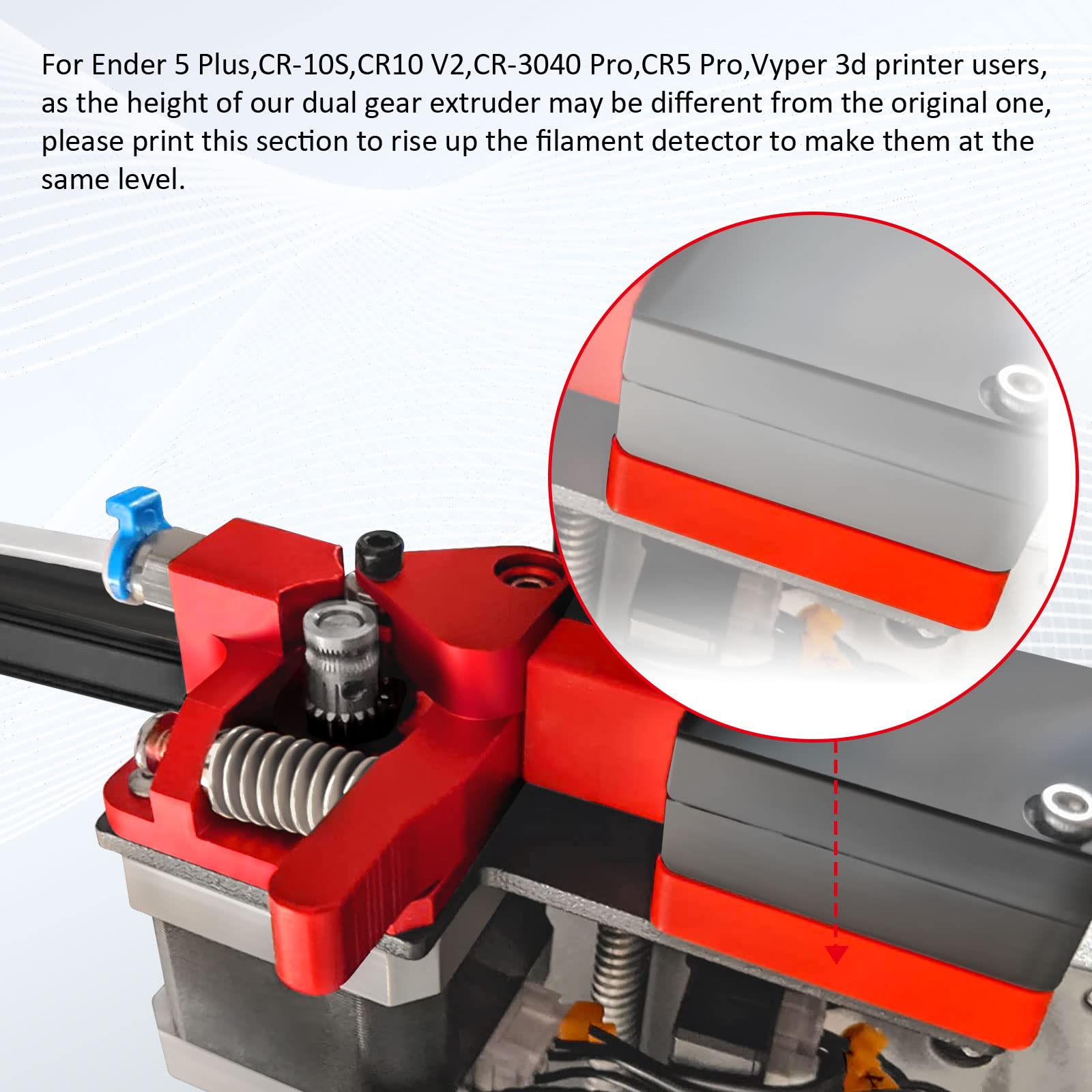 Redrex Dual Gear Ender 3 Extruder with Two Washers Metal Drive Feeder Upgrade Kit Compatible with Creality Ender 3 V2 Pro,Ender 3 Neo Series,CR10 3D Printer TPU Filament Supported(Motor Shaft>20mm)