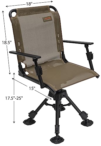 ALPS OutdoorZ Stealth Hunter Hunting Chair,Adjustable Height Deluxe, Brown - New