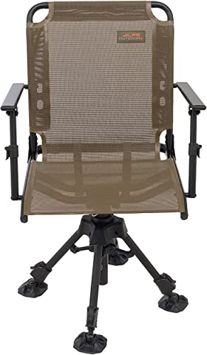 ALPS OutdoorZ Stealth Hunter Hunting Chair,Adjustable Height Deluxe, Brown - New