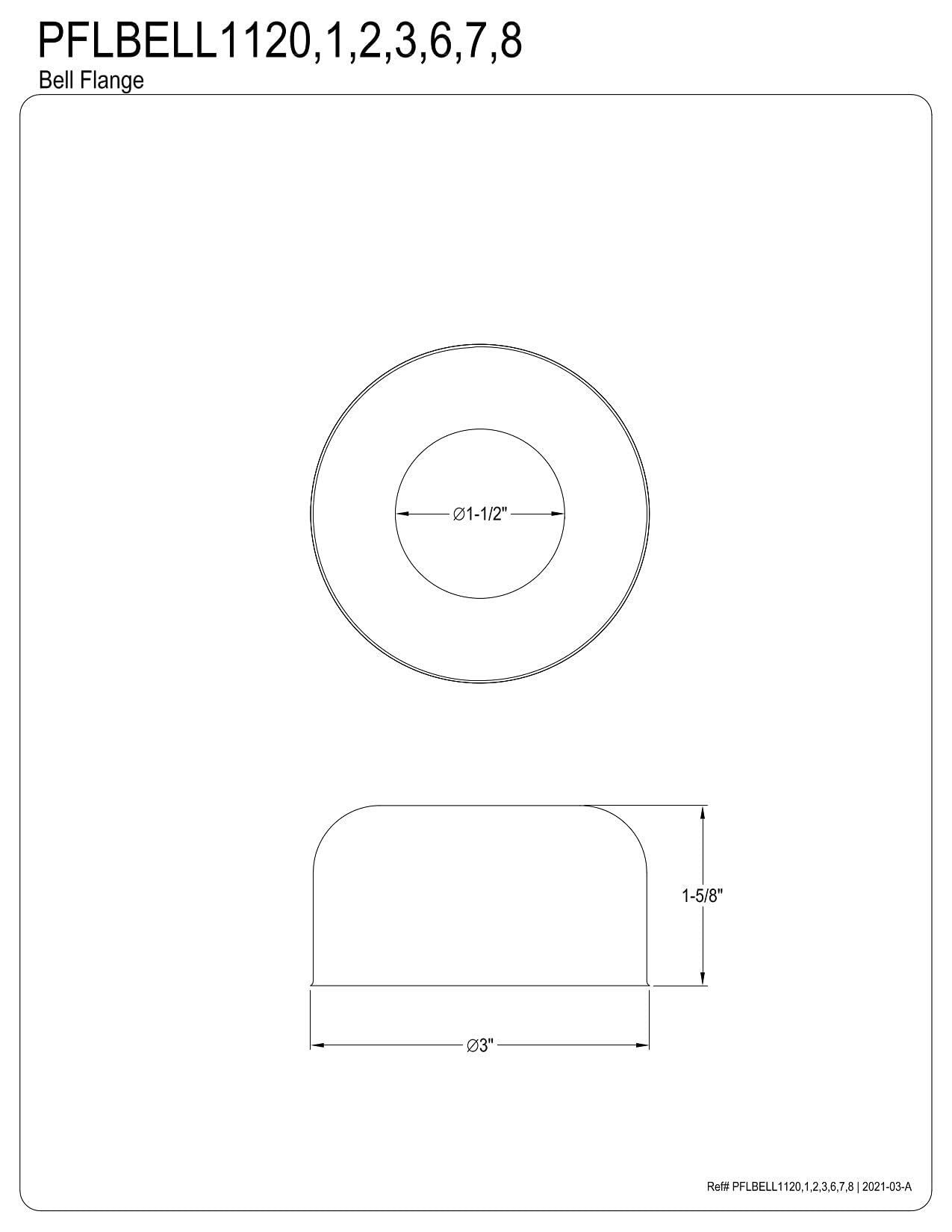 Kingston Brass PFLBELL1127 Made to Match 1-1/2-Inch Bell Flange, Brushed Brass