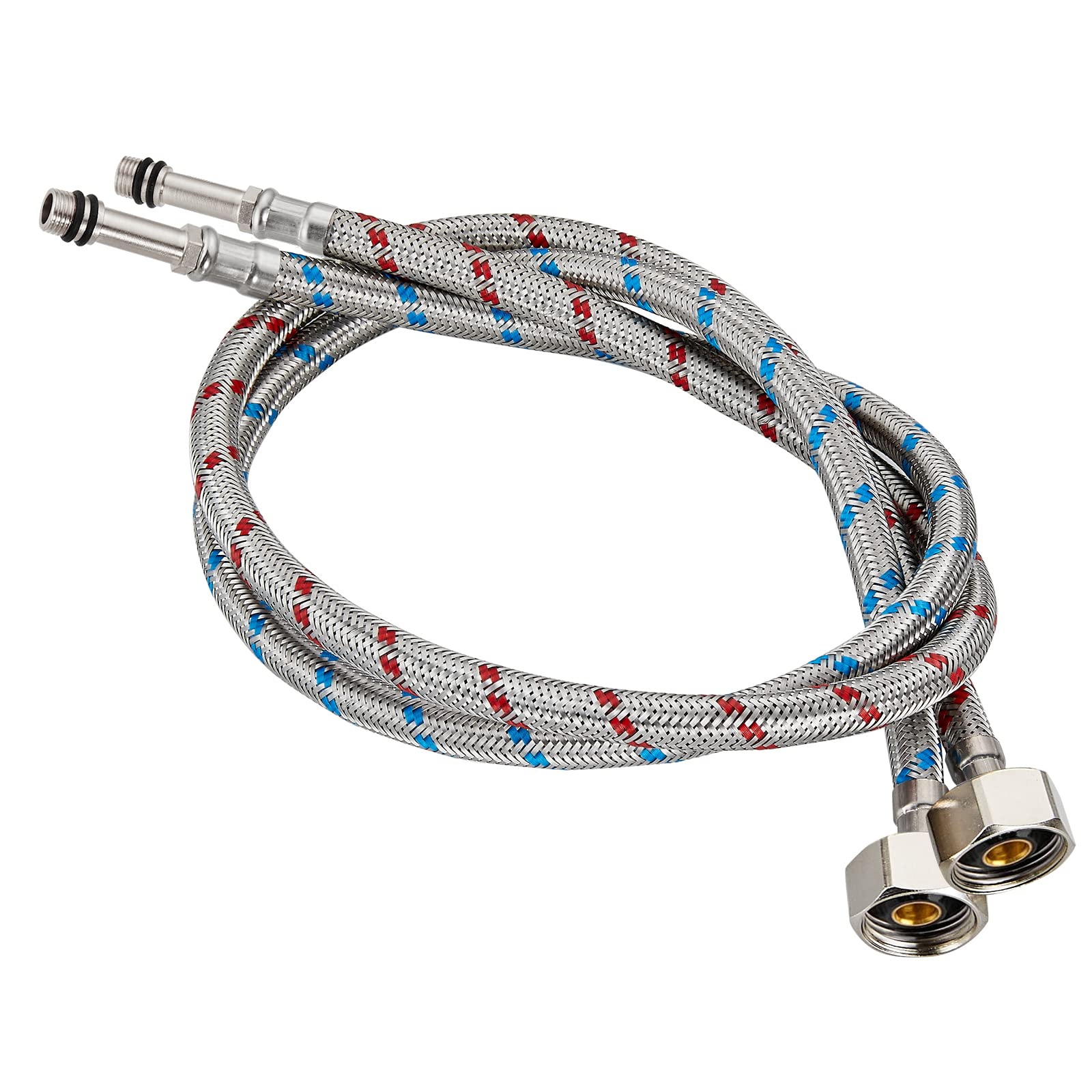 Aolemi 32-Inch Faucet Supply Hoses Braided Stainless Steel Long Faucet Supply Lines Connector 1/2-Inch Female Compression Thread x M10 Male Connector 2 Pcs (1 Pair)