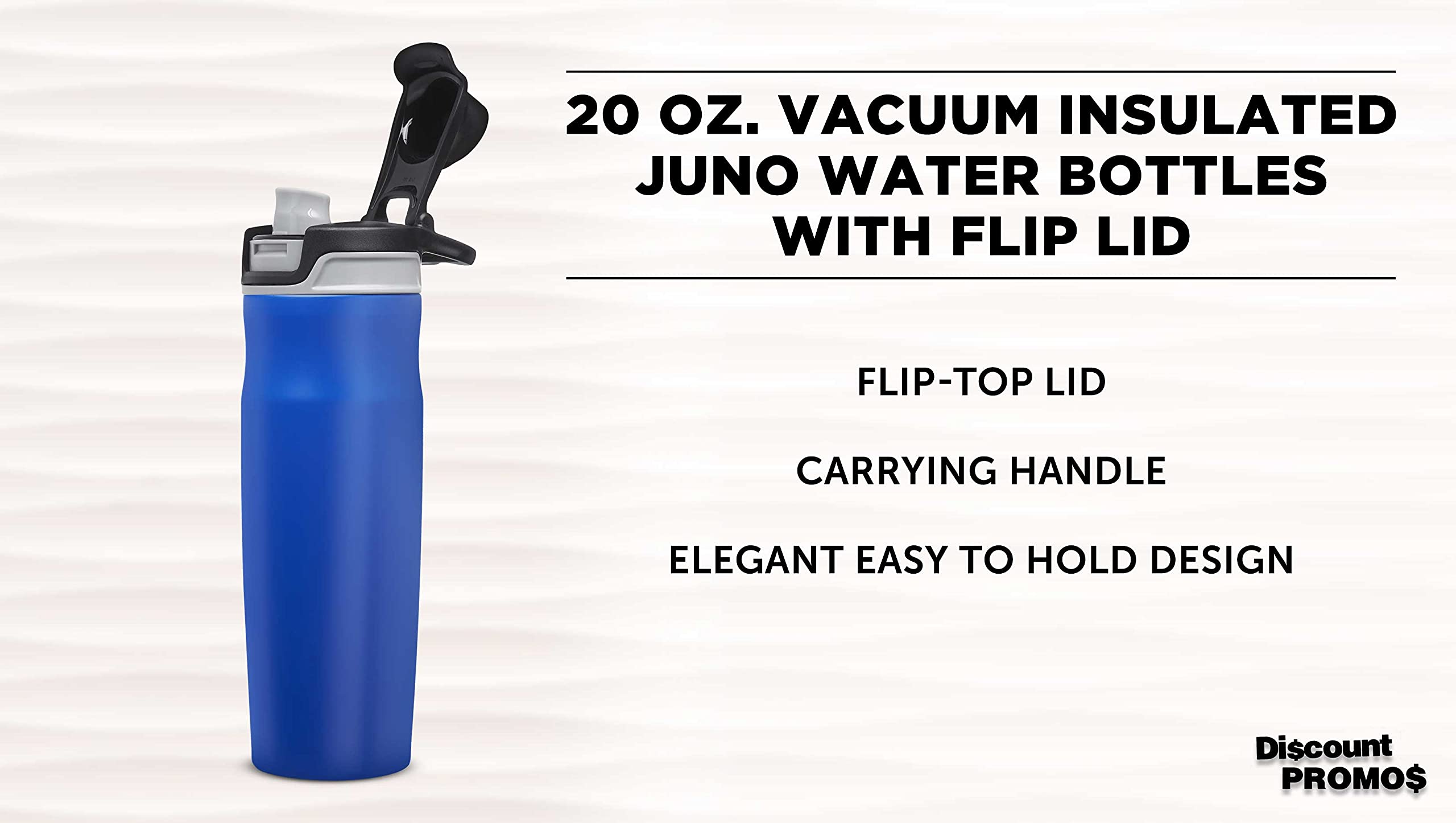 DISCOUNT PROMOS Juno Water Bottles with Flip Lid 20 oz. Set of 6, Bulk Pack - Reusable, Great for Gym, Hiking, Cycling and for School - Blue