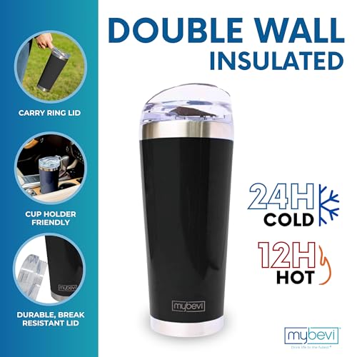 MyBevi Classic Stainless Steel Premium Grade Insulated Travel Tumbler (Black, 26 oz)