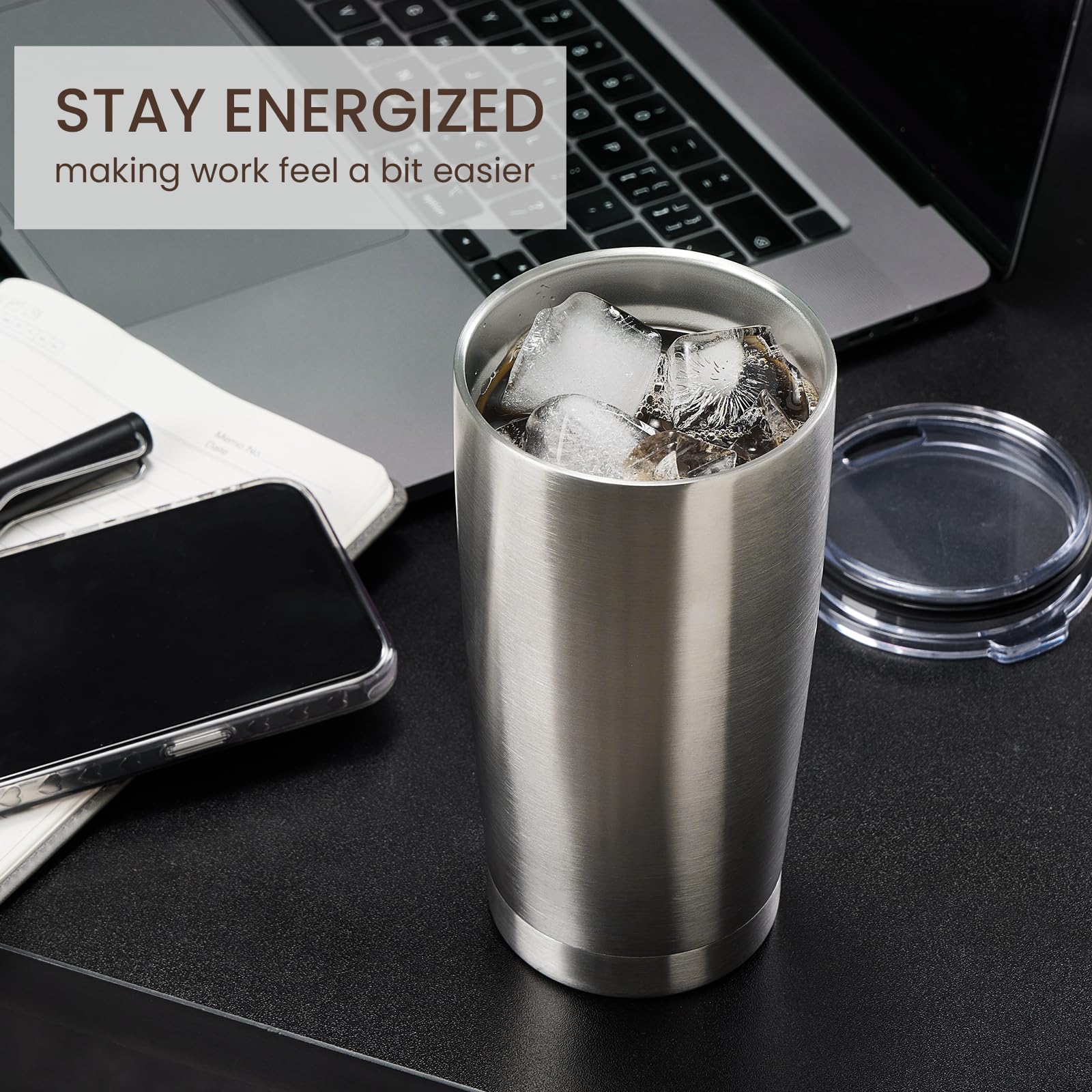 MEWAY 20oz Tumbler 4 Pack Double Wall Vacuum Insulated Travel Mug Bulk, Mix Color Stainless Steel Tumblers with Lid and Straw, Durable Powder Coated Coffee Cups for Cold & Hot Drinks(Mix Color, 4