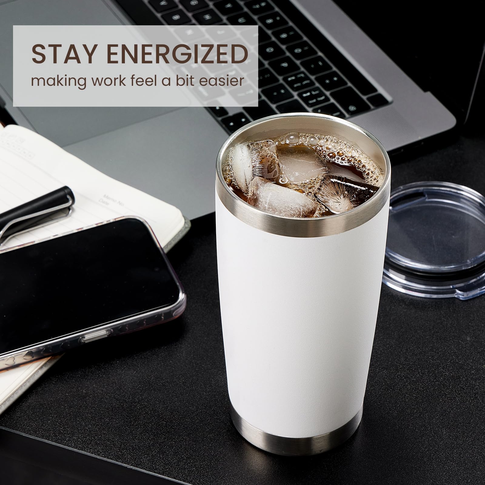 MEWAY 20oz Tumbler 2 Pack Double Wall Vacuum Insulated Travel Mug Bulk, Mix Color Stainless Steel Tumblers with Lid and Straw, Durable Powder Coated Coffee Cups for Cold & Hot Drinks(Mix Color, 2