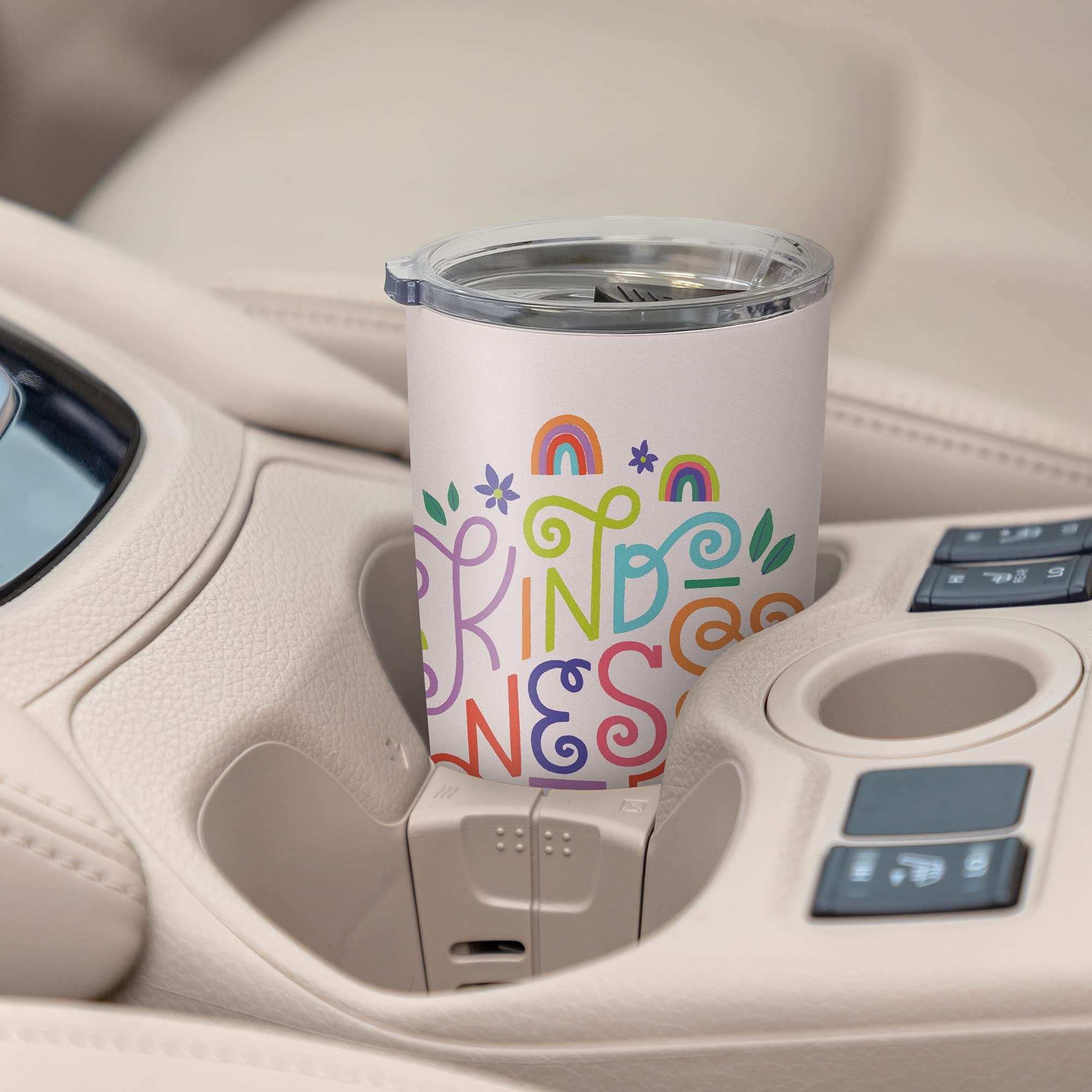 Studio Oh! Insulated Stainless-Steel Tumbler - Double-Walled 17-Ounce Travel Cup - Vacuum Seal Keeps Liquids Hot or Cold for Hours - Fits Standard Size Cup Holders - Kindness Matters