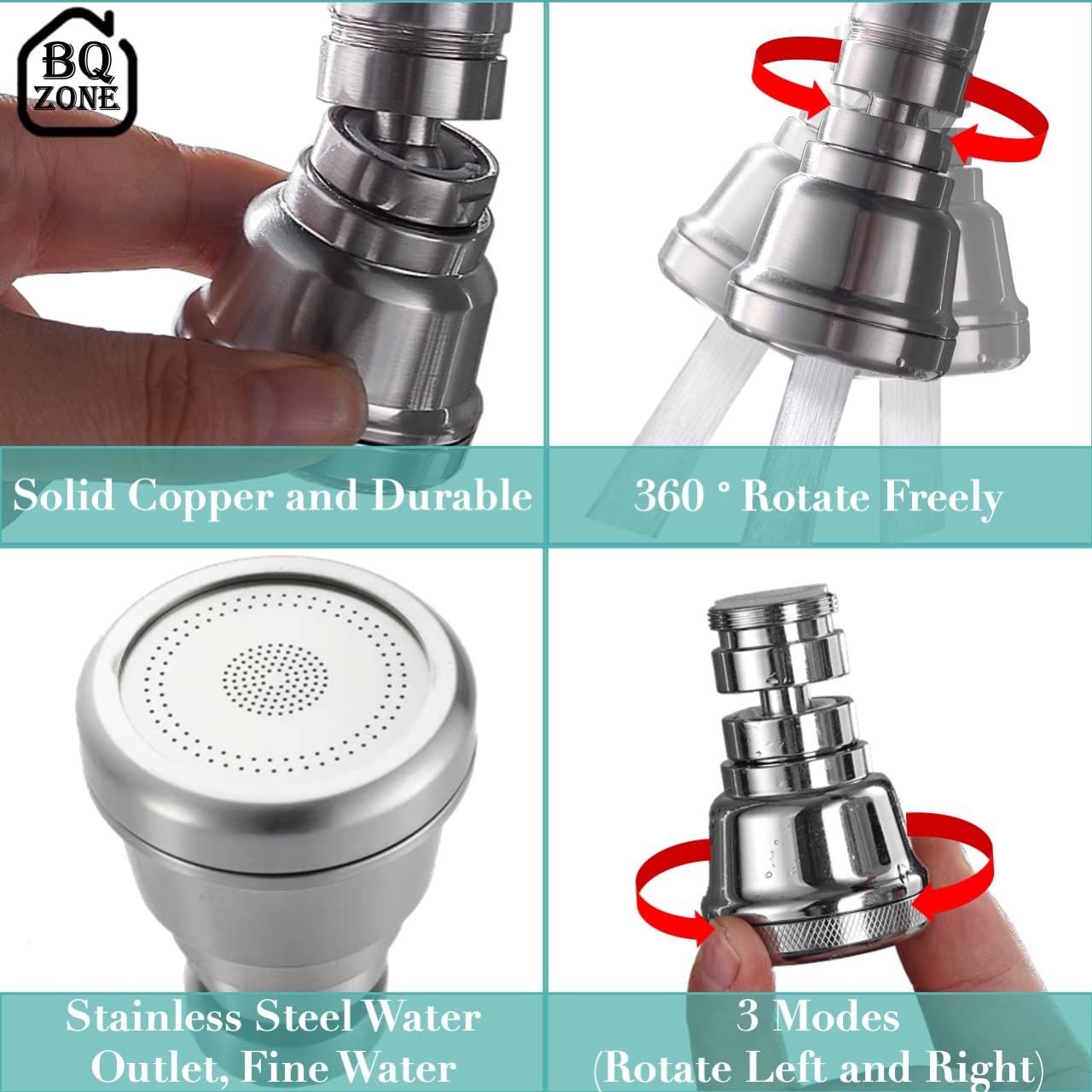 Kitchen Faucet Head Replacement,Faucet Sprayer Attachment for Kitchen Sink,Kitchen Tap Head Rotatable,Anti-Splash Kitchen Faucet Nozzle Head,Water Saving Faucet Aerator for Sink (Brushed Nickel)