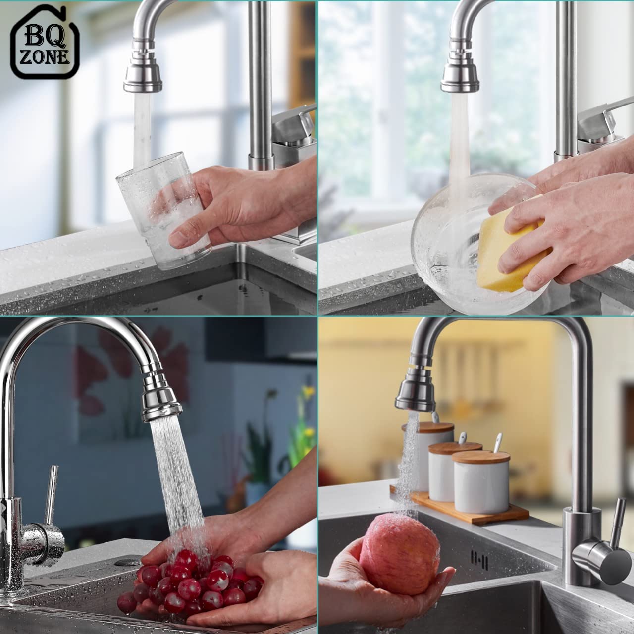 Kitchen Faucet Head Replacement,Faucet Sprayer Attachment for Kitchen Sink,Kitchen Tap Head Rotatable,Anti-Splash Kitchen Faucet Nozzle Head,Water Saving Faucet Aerator for Sink (Brushed Nickel)