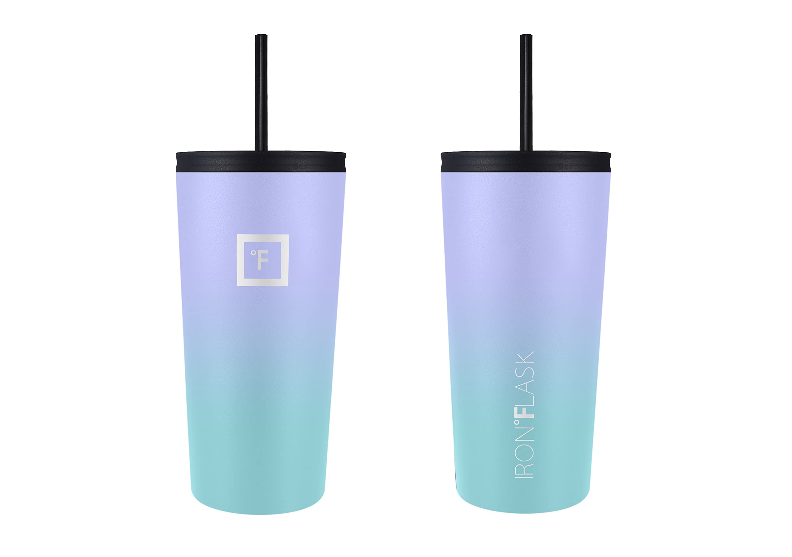 IRON °FLASK Classic Tumbler 2.0-2 Lids (Straw/Flip), Vacuum Insulated Stainless Steel Water Bottle, Double Walled, Drinking cup, Thermo Travel Mug - Cotton Candy, 20 Oz