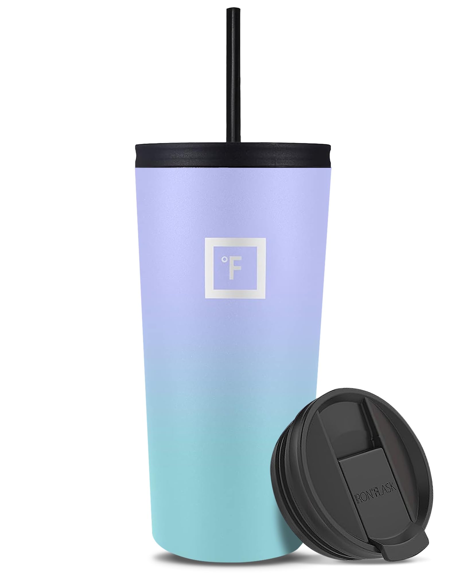 IRON °FLASK Classic Tumbler 2.0-2 Lids (Straw/Flip), Vacuum Insulated Stainless Steel Water Bottle, Double Walled, Drinking cup, Thermo Travel Mug - Cotton Candy, 20 Oz