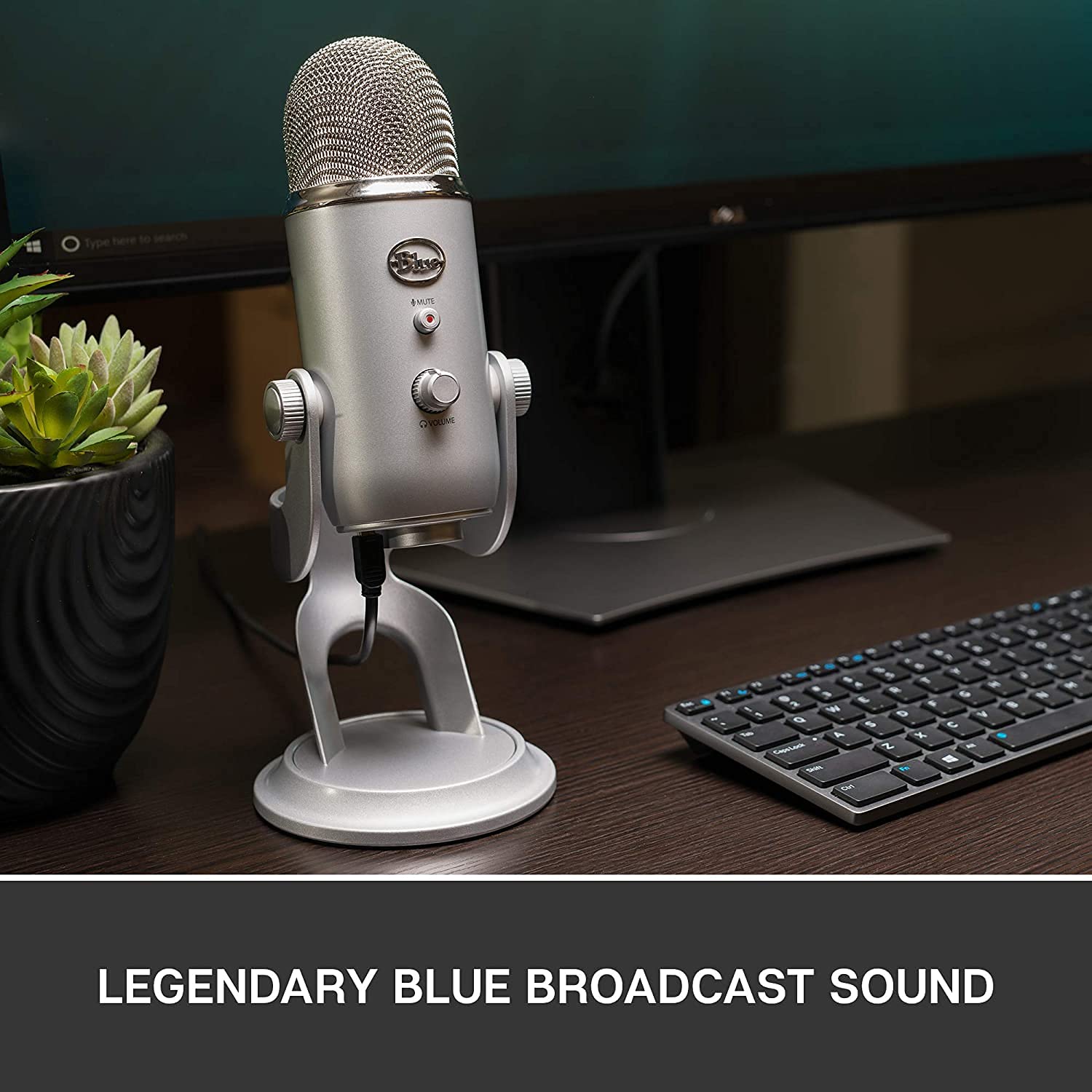 Blue Yeti USB Mic for Recording & Streaming on PC and Mac, 3 Condenser Capsules, 4 Pickup Patterns, Headphone Output and Volume Control, Mic Gain Control, Adjustable Stand - Silver (Renewed)