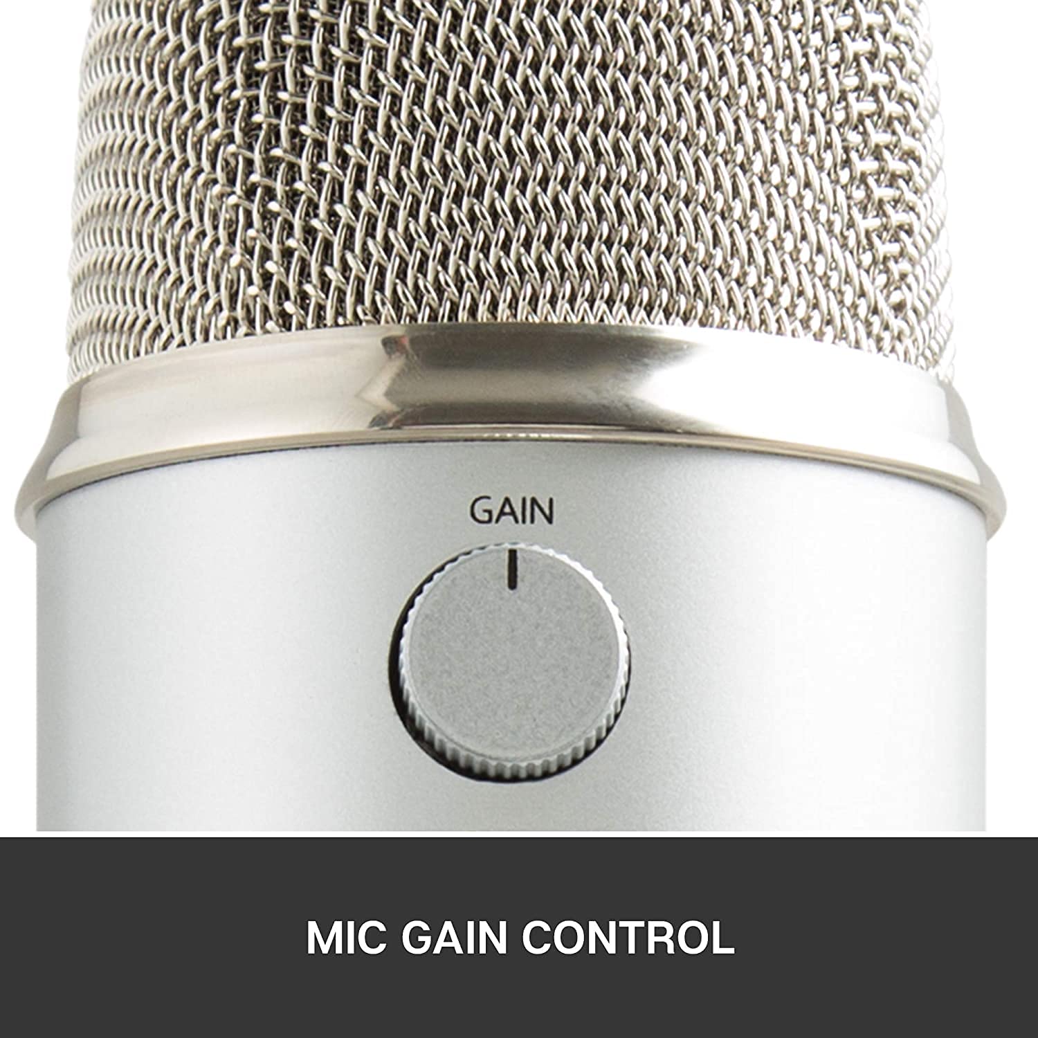 Blue Yeti USB Mic for Recording & Streaming on PC and Mac, 3 Condenser Capsules, 4 Pickup Patterns, Headphone Output and Volume Control, Mic Gain Control, Adjustable Stand - Silver (Renewed)