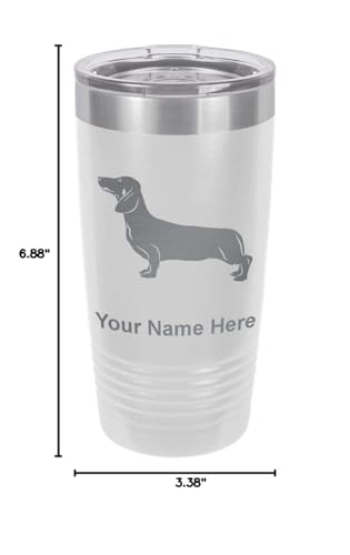 LaserGram 20oz Vacuum Insulated Tumbler Mug, Dachshund Dog, Personalized Engraving Included (White)