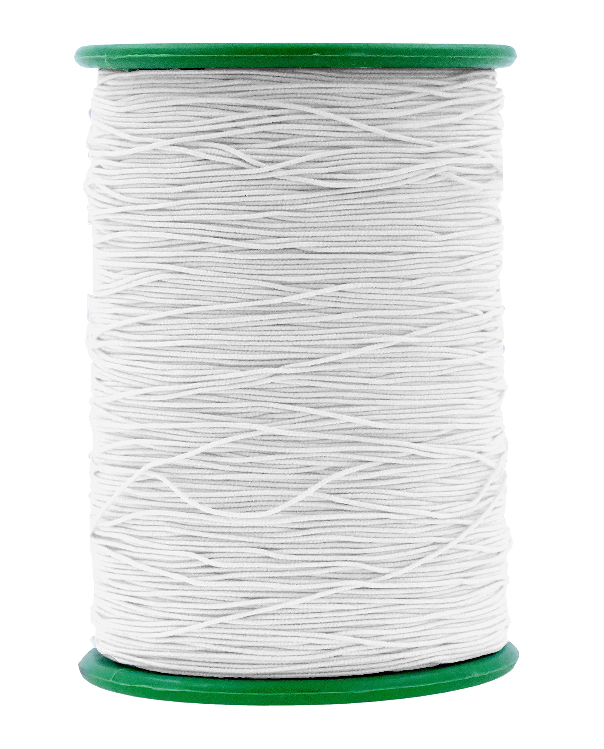 Mandala Crafts White Shirring Elastic - 0.6mm 546 Yards Fine Thin Stretch Thread for Sewing & Knitting Machines
