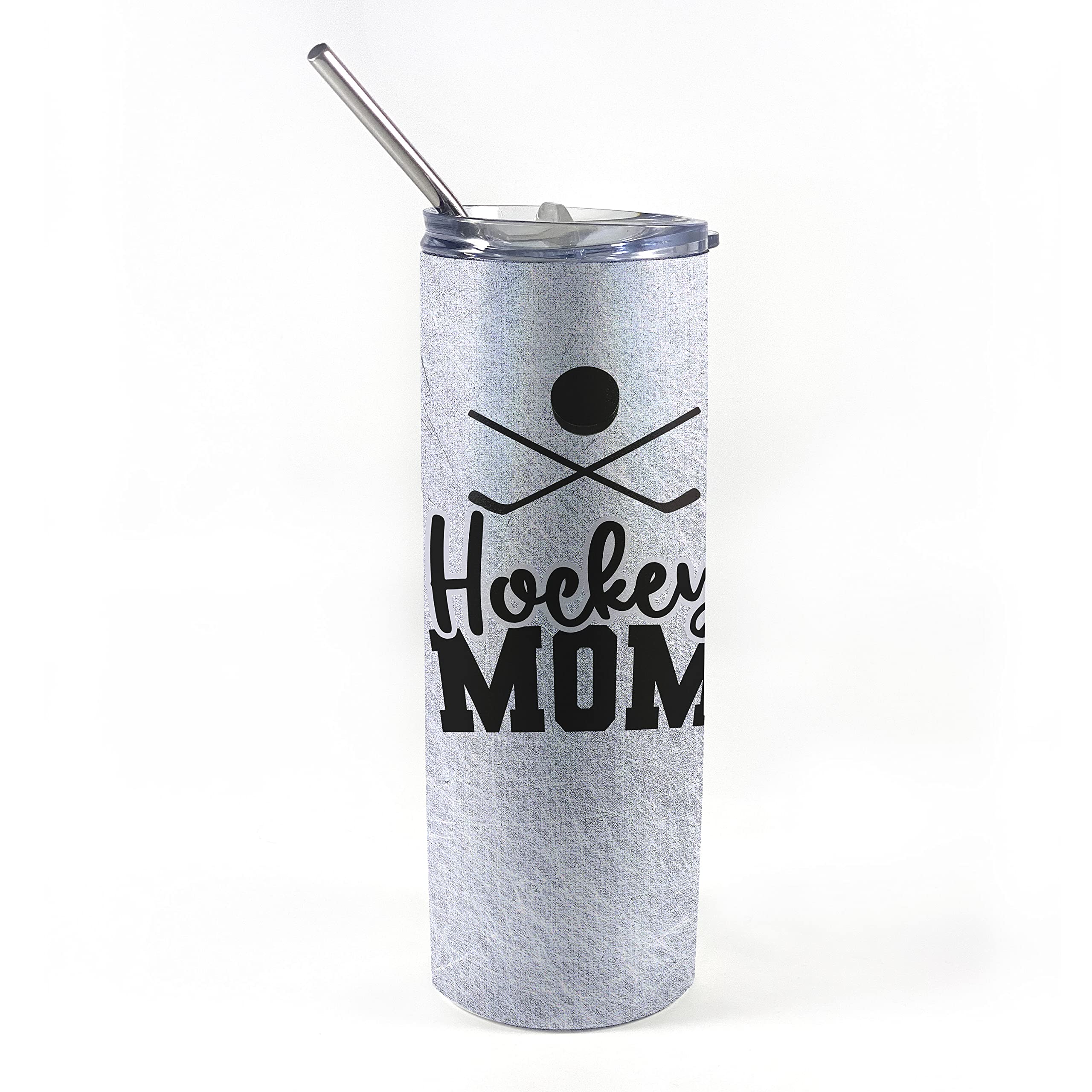Hockey Mom – Iridescent Finish – One 20 oz Iridescent Stainless Steel Travel Tumbler with Straw – Double Wall Vacuum Insulation– Keep Beverages Cold For Up to 18 Hours or Hot for 6 Hours