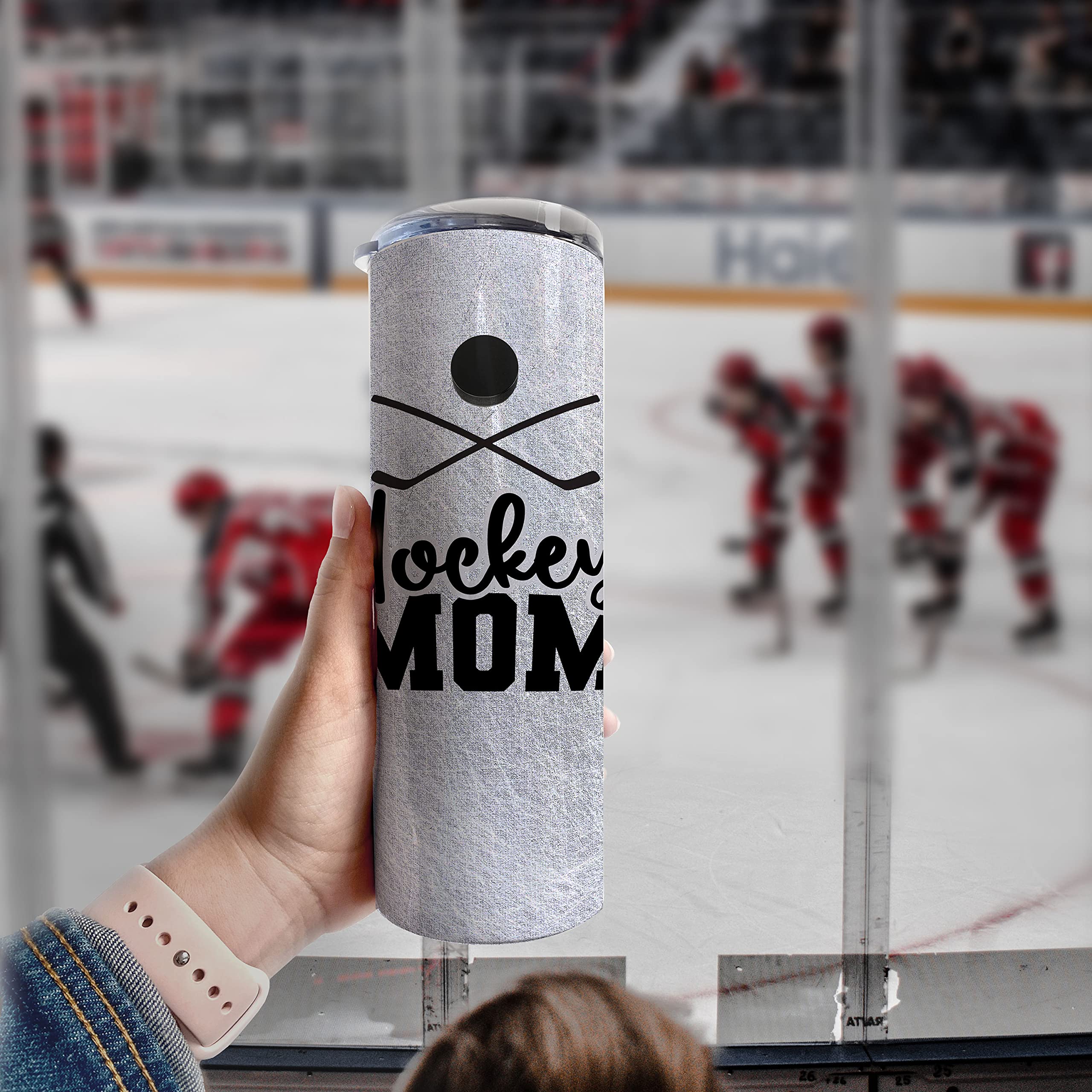 Hockey Mom – Iridescent Finish – One 20 oz Iridescent Stainless Steel Travel Tumbler with Straw – Double Wall Vacuum Insulation– Keep Beverages Cold For Up to 18 Hours or Hot for 6 Hours