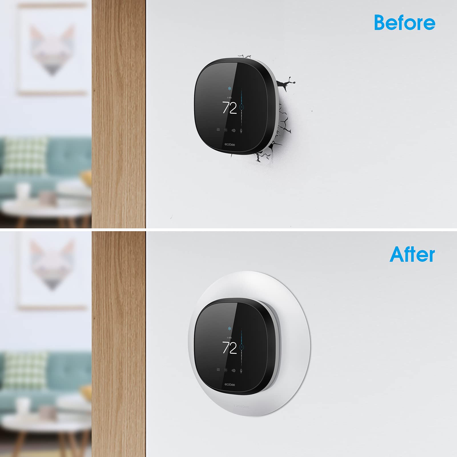 CaseBot Wall Plate for Ecobee 4 Smart Thermostat & Ecobee SmartThermostat, Practical and Stylish Bracket Cover Mount Holder (White)