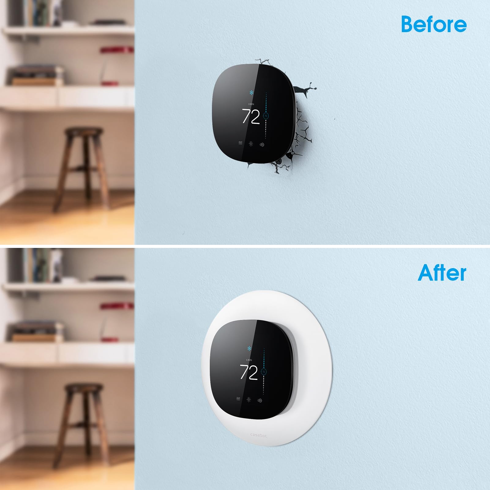 CaseBot Wall Plate for Ecobee3 Lite / Ecobee3 SmartThermostat, Practical Trim Kit, Easy Installation, Durable Polycarbonate Material, Stylish Design (White)