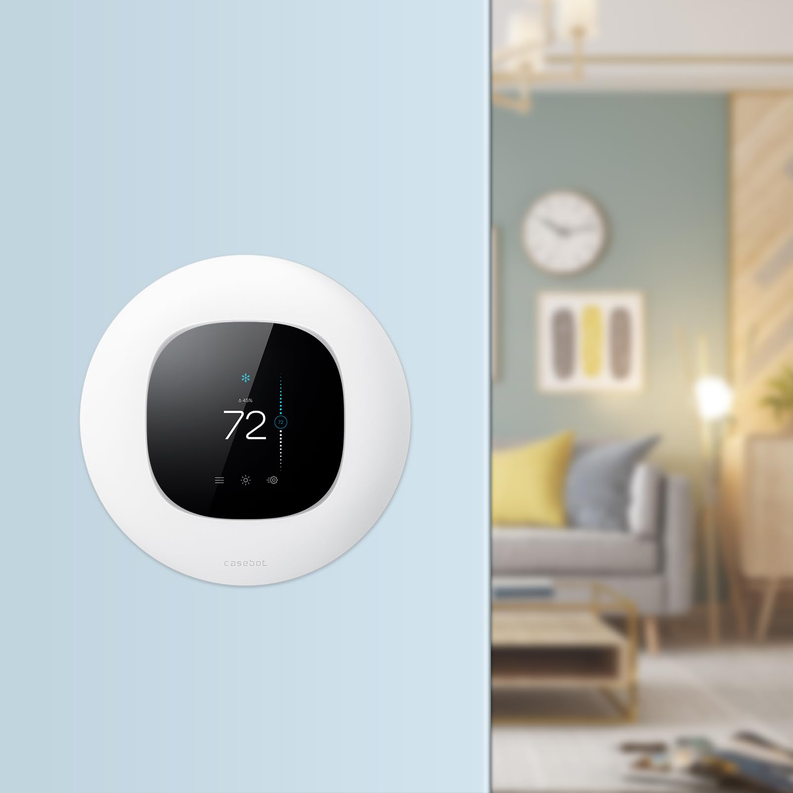 CaseBot Wall Plate for Ecobee3 Lite / Ecobee3 SmartThermostat, Practical Trim Kit, Easy Installation, Durable Polycarbonate Material, Stylish Design (White)