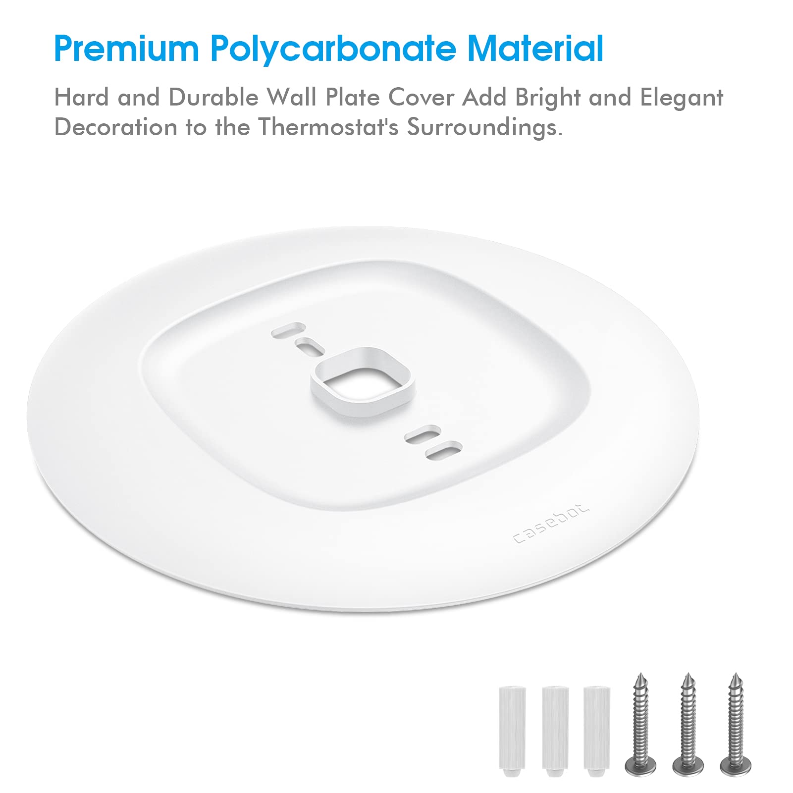 CaseBot Wall Plate for Ecobee3 Lite / Ecobee3 SmartThermostat, Practical Trim Kit, Easy Installation, Durable Polycarbonate Material, Stylish Design (White)