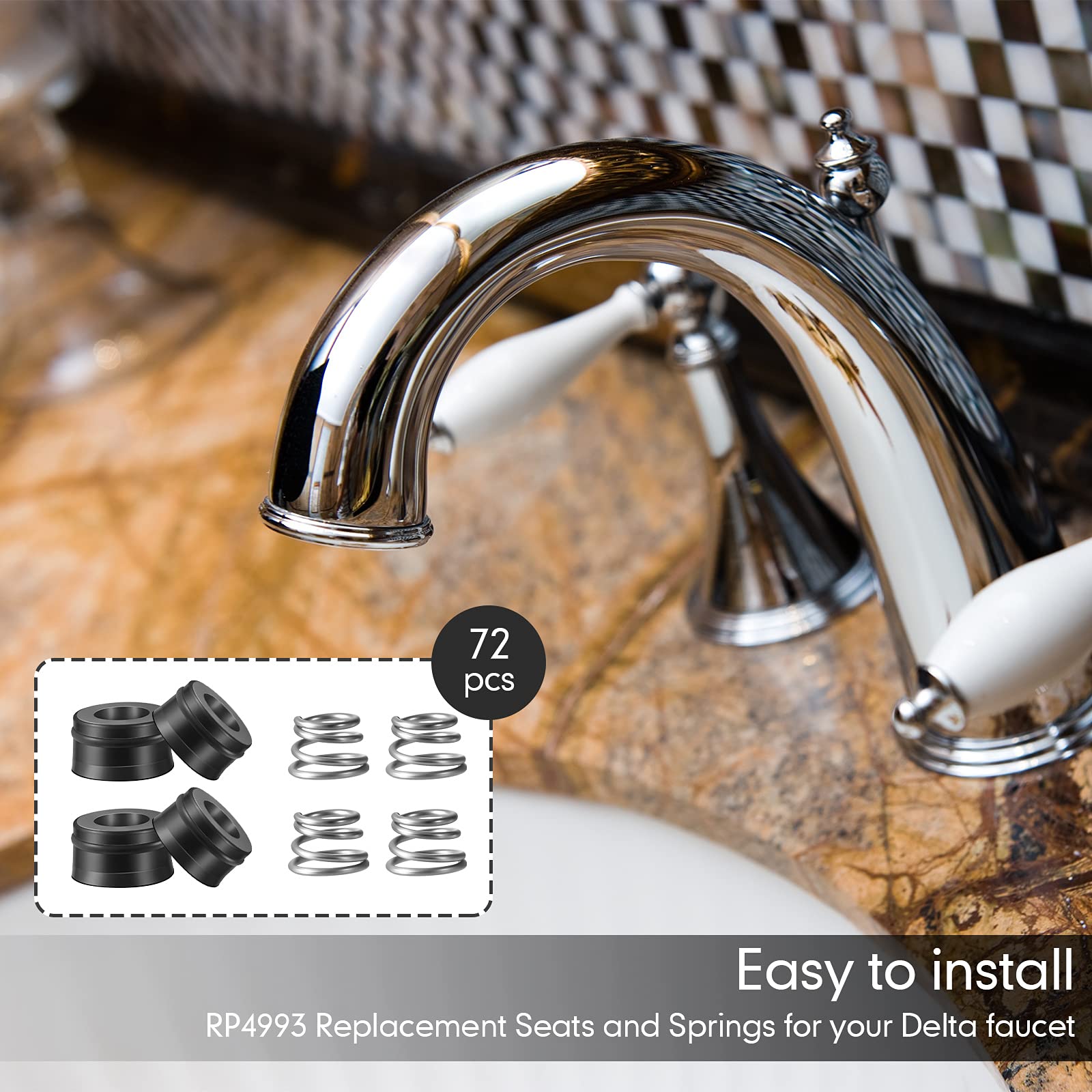 RP4993 Replacement Seats and Springs Faucet Repair Kit RP4993 Seats and Springs Compatible with Faucet Rod Replacement, Black (36 Pairs)