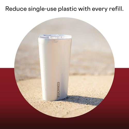 Corkcicle Marvel 24 Ounce Triple Insulated Stainless Steel Travel Cup Tumbler with Lid and Silicone Bottom for Hot and Cold Drinks, Iron Man