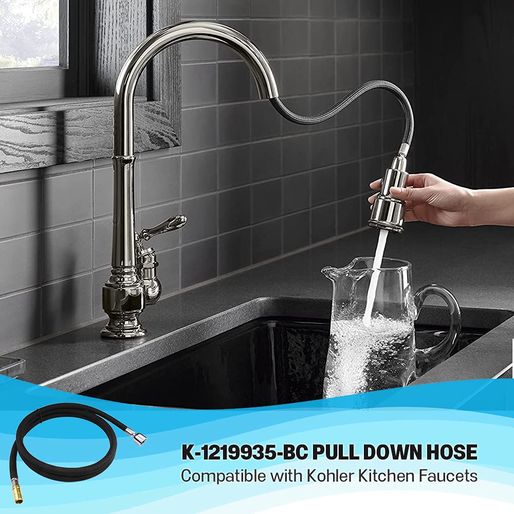 Kitchen Faucet Parts Replacement for Kohler Faucet K-1304674-BC to Hose Adapter extender, sink hose attachment for faucet K-1219935-BC, 67" Inches Pull Down Hose, Bright Chrome Finish
