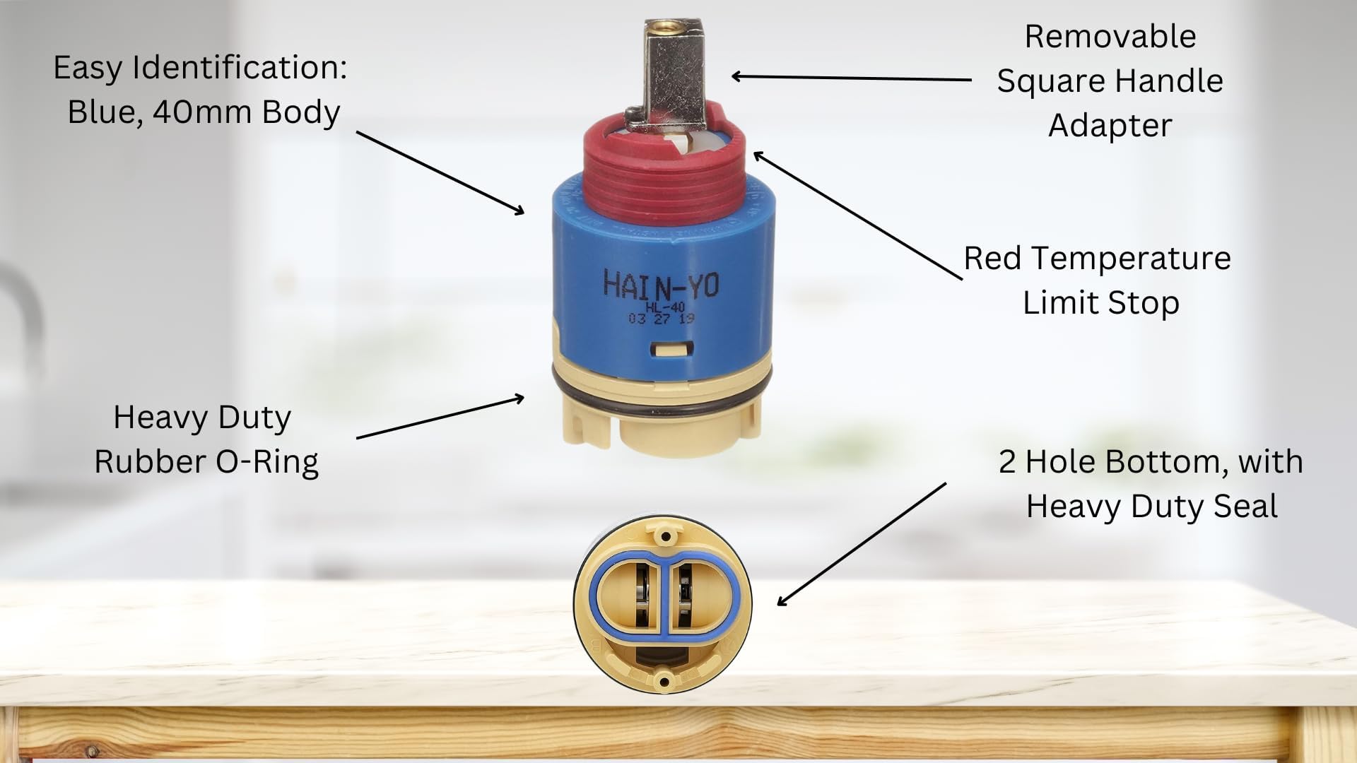 T and T TandT 40mm Ceramic Pressure Balance Cartridge JH02BJ HL-40 Blue, Red